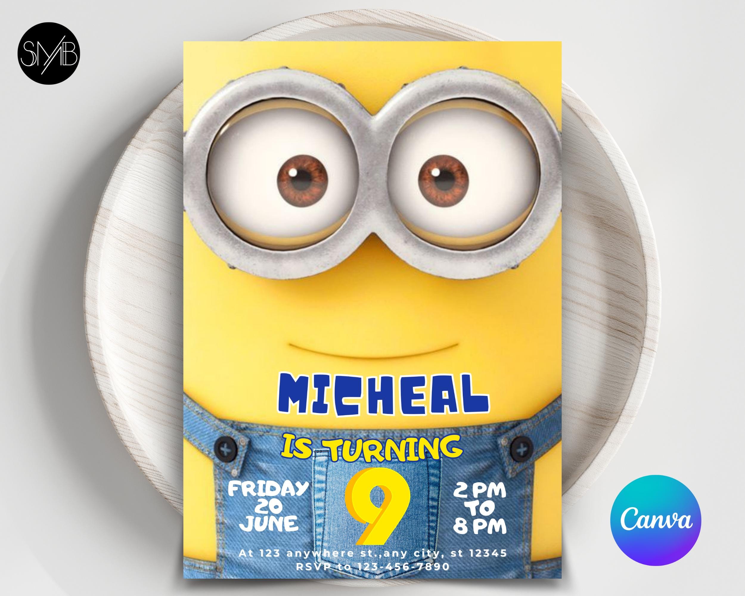 Editable Yellow Minion Birthday Party Invitation Template/ Minion ...