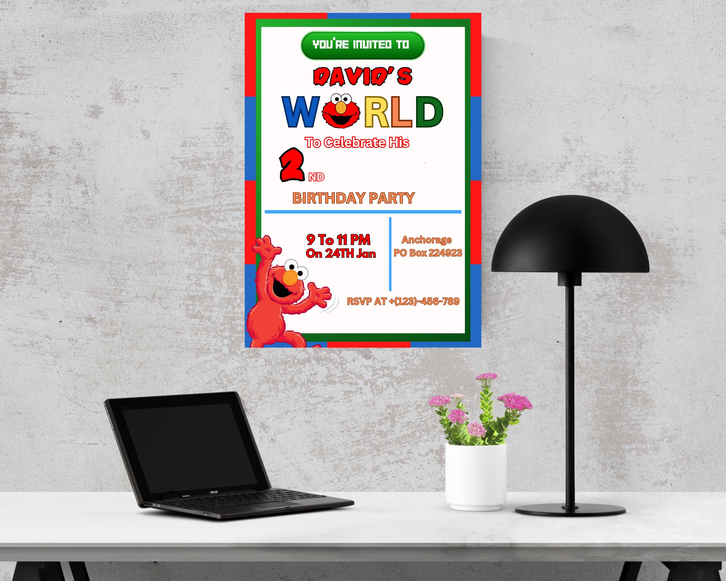 Editable Elmo Birthday Invitation Template for Kids / Birthday ...
