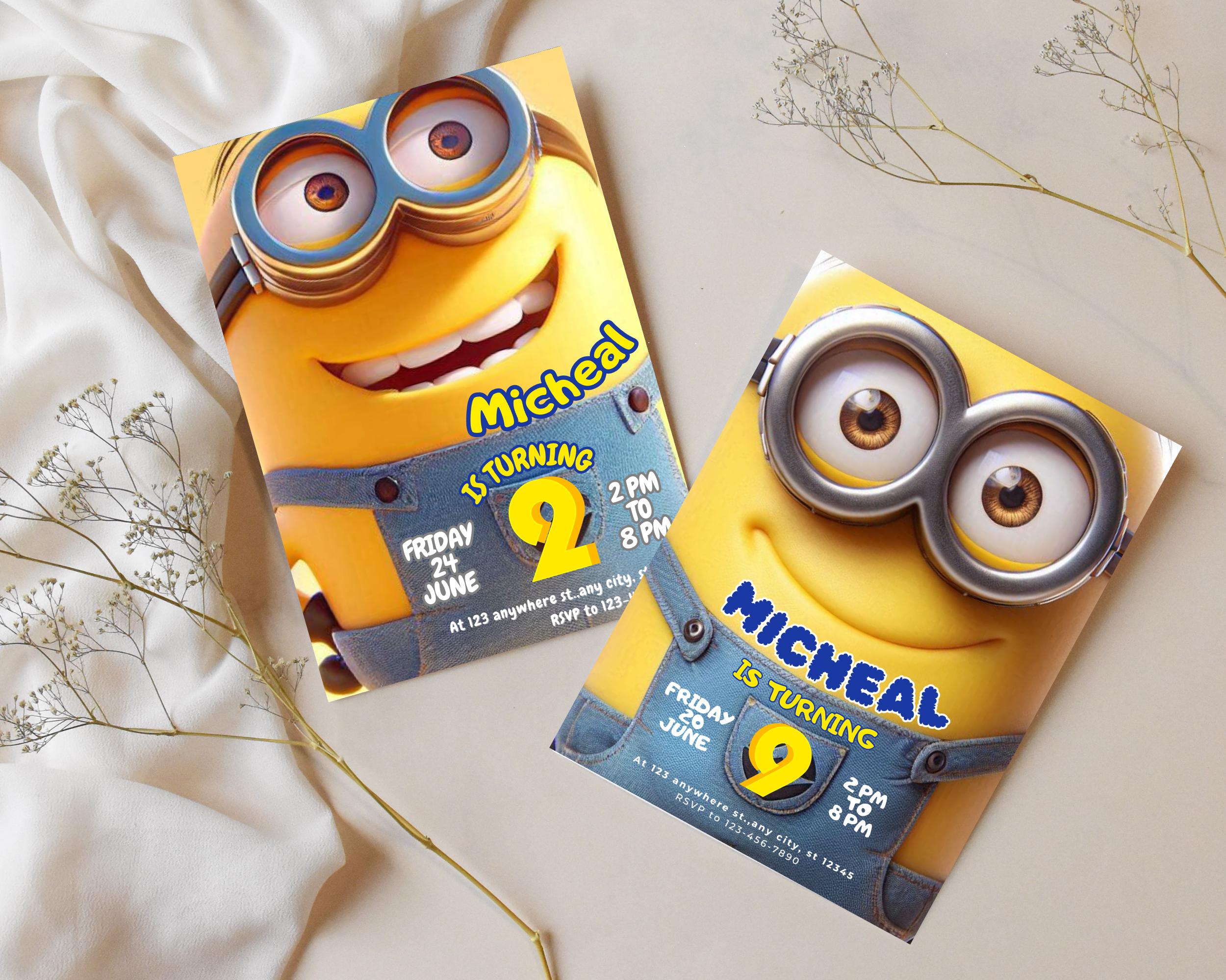 Editable Yellow Minion Birthday Party Invitation Template/ Minion ...