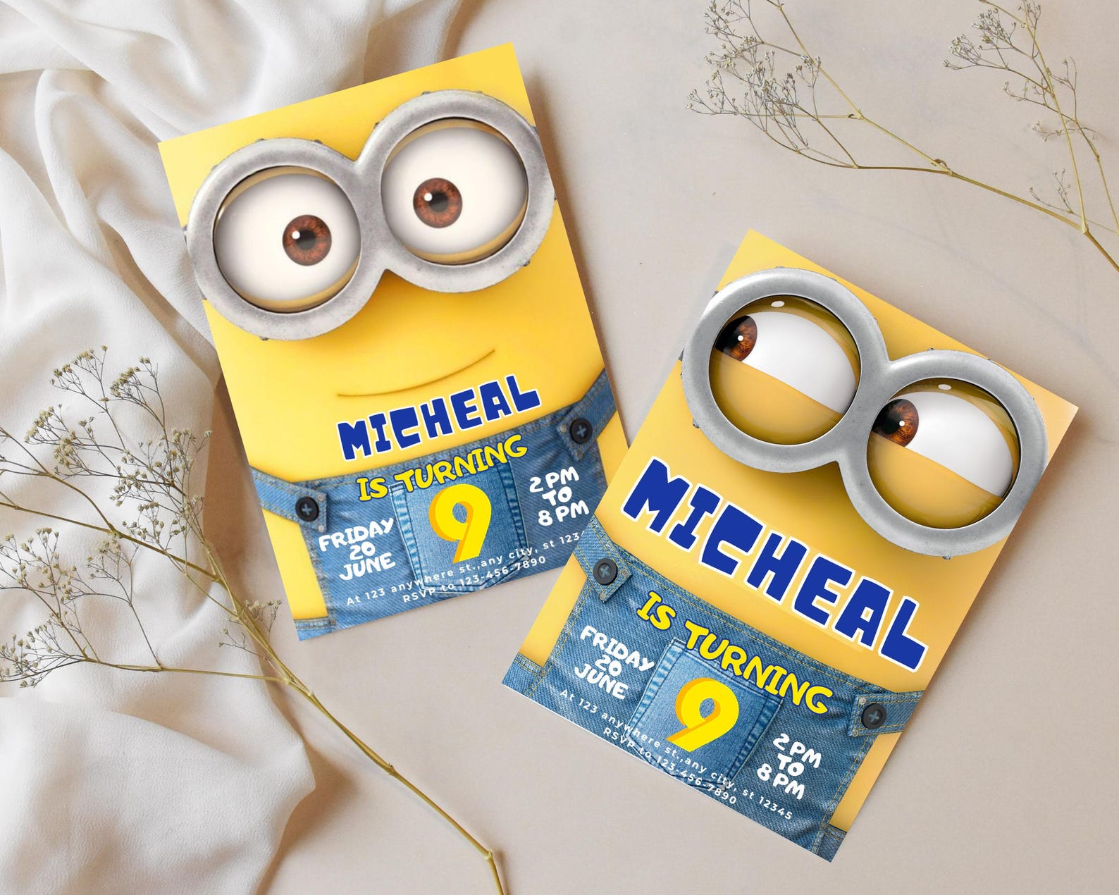 Editable Yellow Minion Birthday Party Invitation Template/ Minion ...