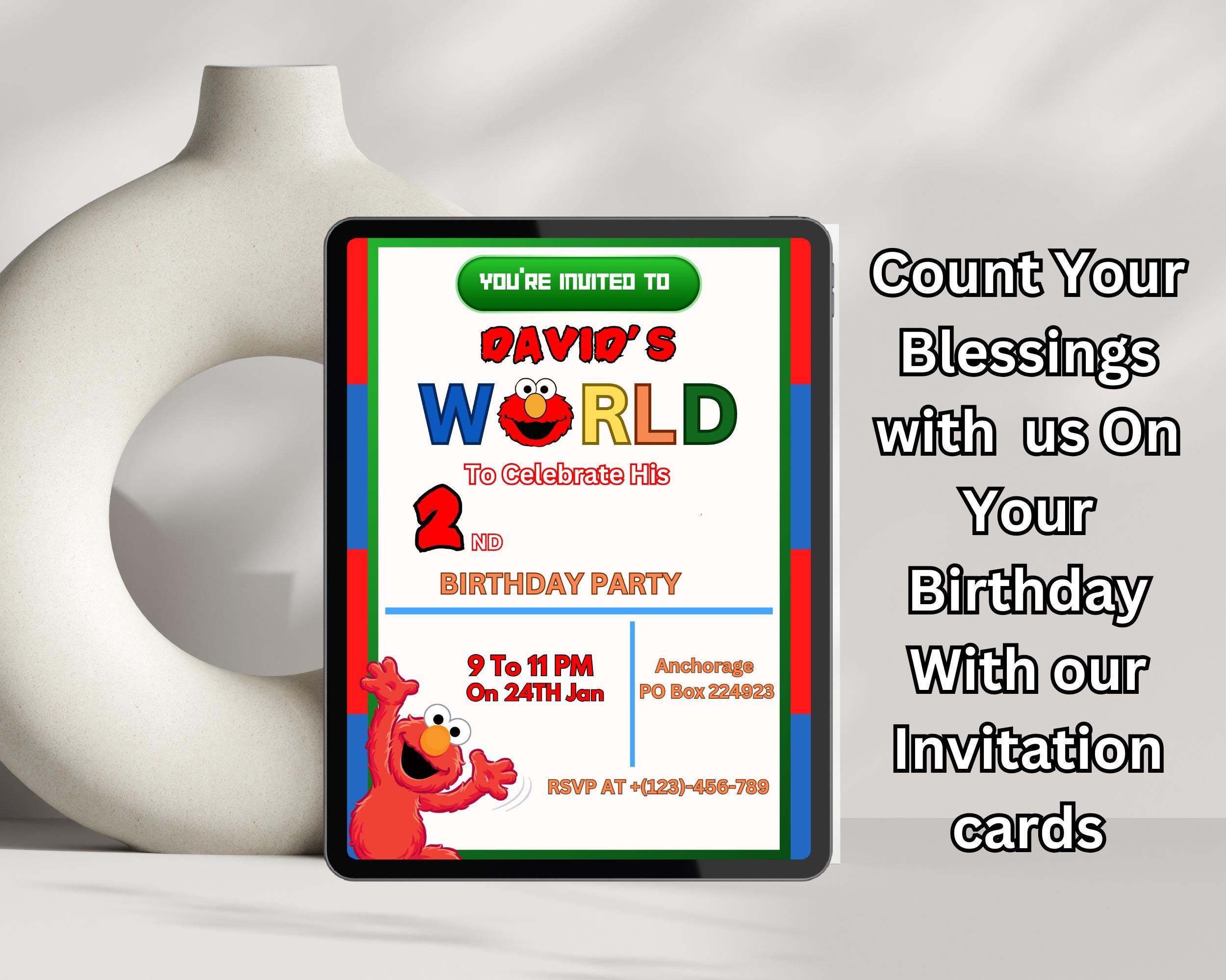 Editable Elmo Birthday Invitation Template for Kids / Birthday ...