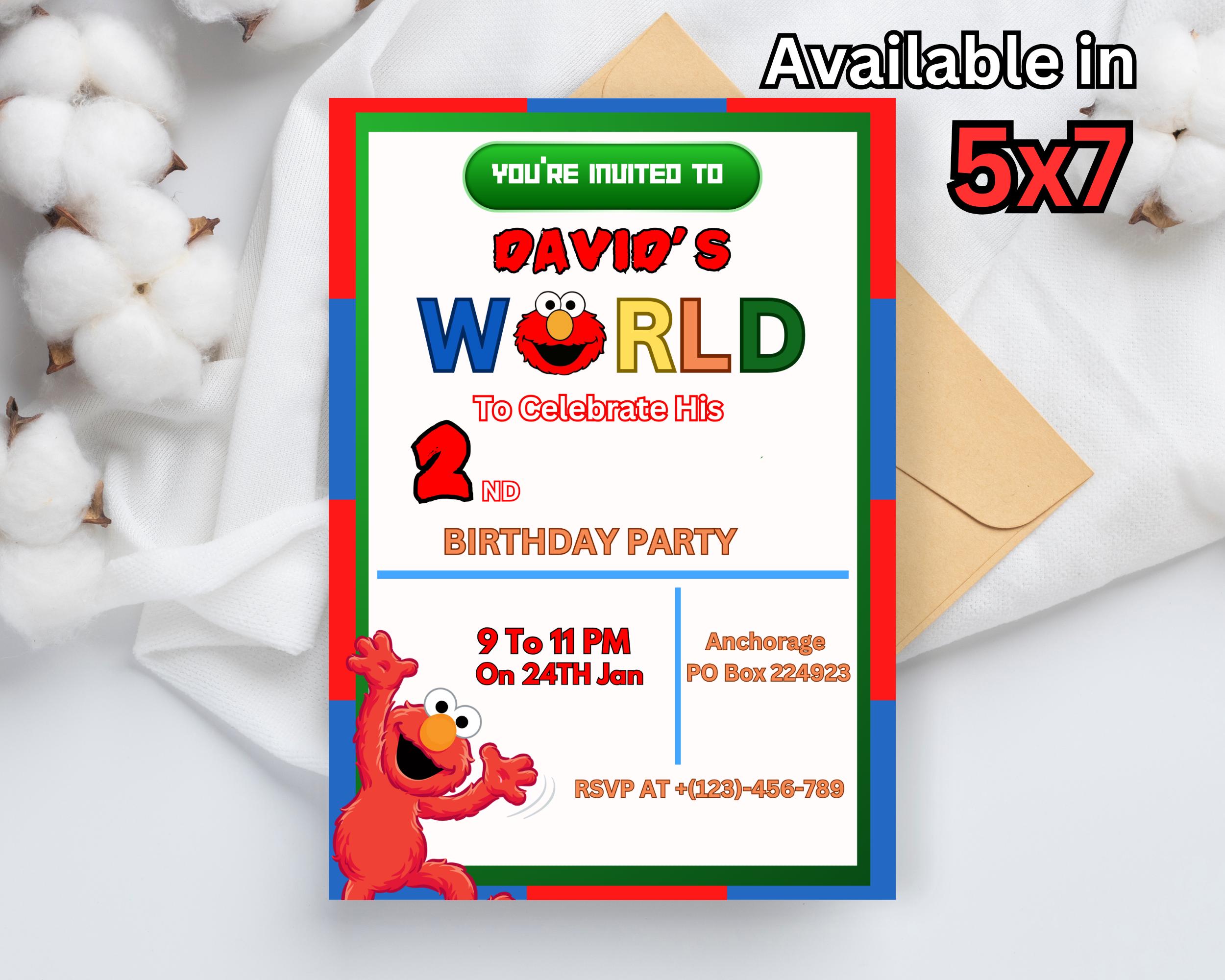 Editable Elmo Birthday Invitation Template for Kids / Birthday ...