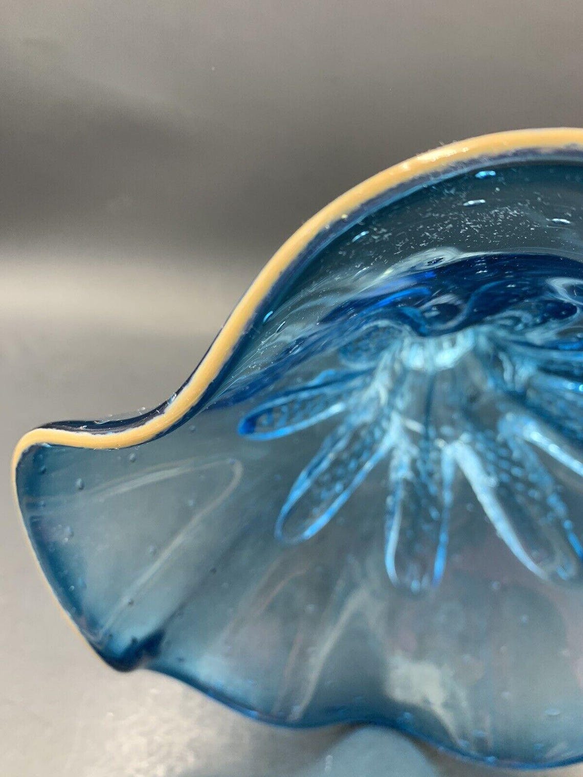 Peter Patterson Art Glass Nautical Blue Open Flower Figurine USA Signed ...