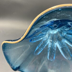 Peter Patterson Art Glass Nautical Blue Open Flower Figurine USA Signed ...