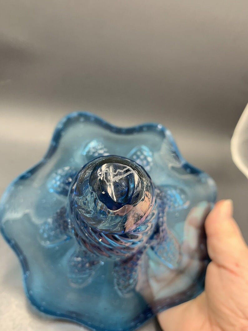 Peter Patterson Art Glass Nautical Blue Open Flower Figurine USA Signed ...
