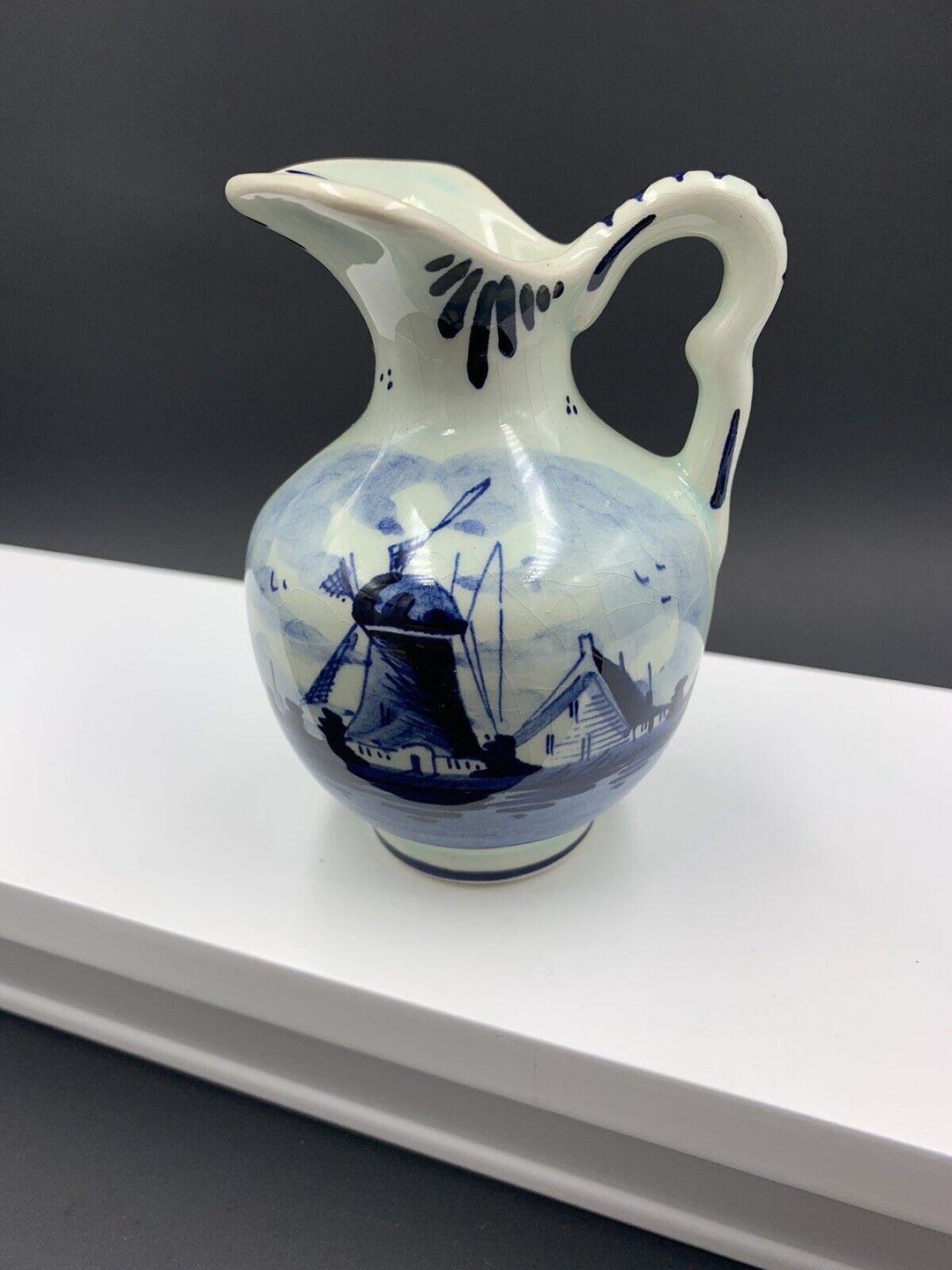 Vintage Delft Mini Pitcher Dutch Windmill 4" White Blue - Etsy