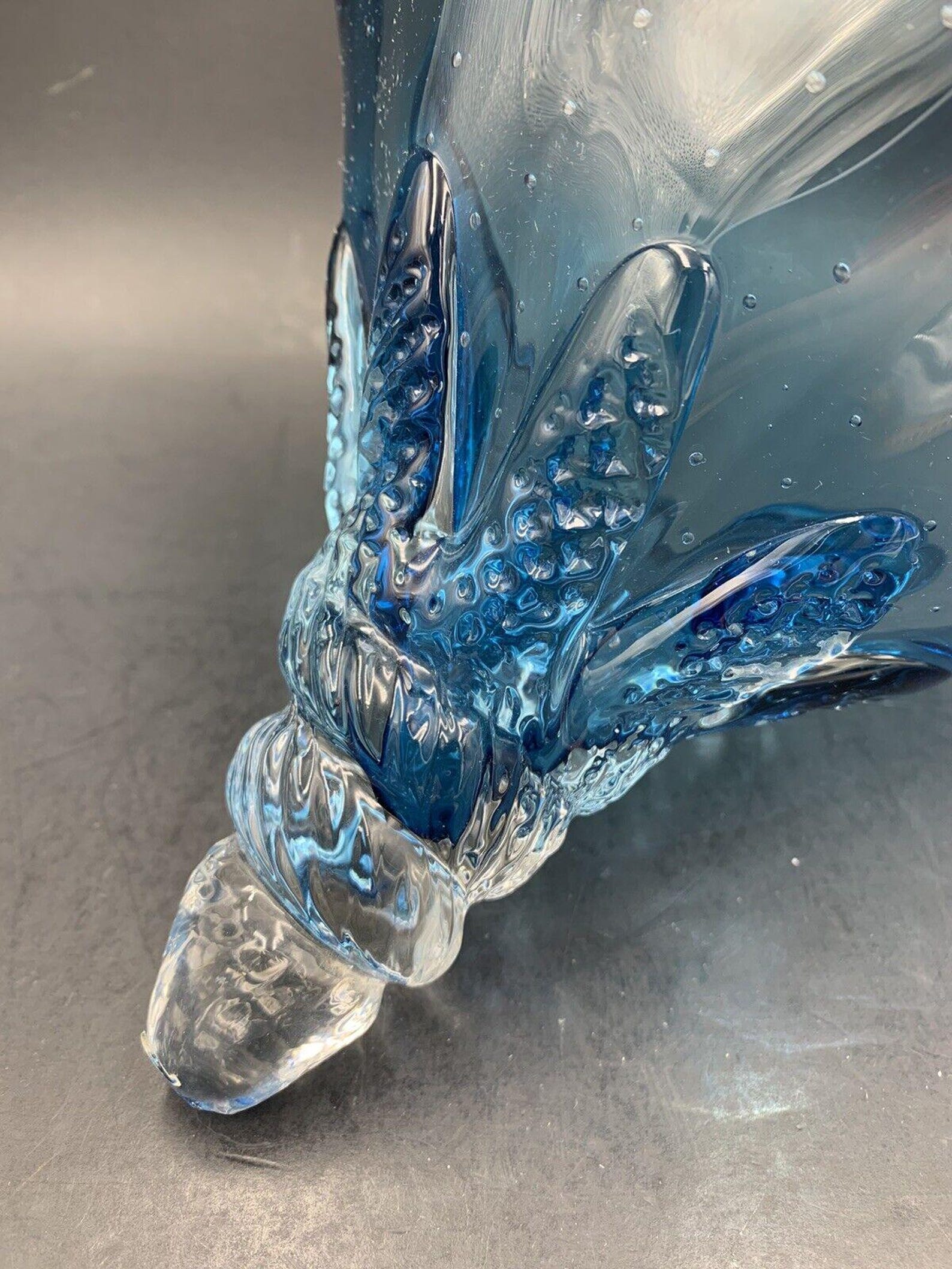 Peter Patterson Art Glass Nautical Blue Open Flower Figurine USA Signed ...