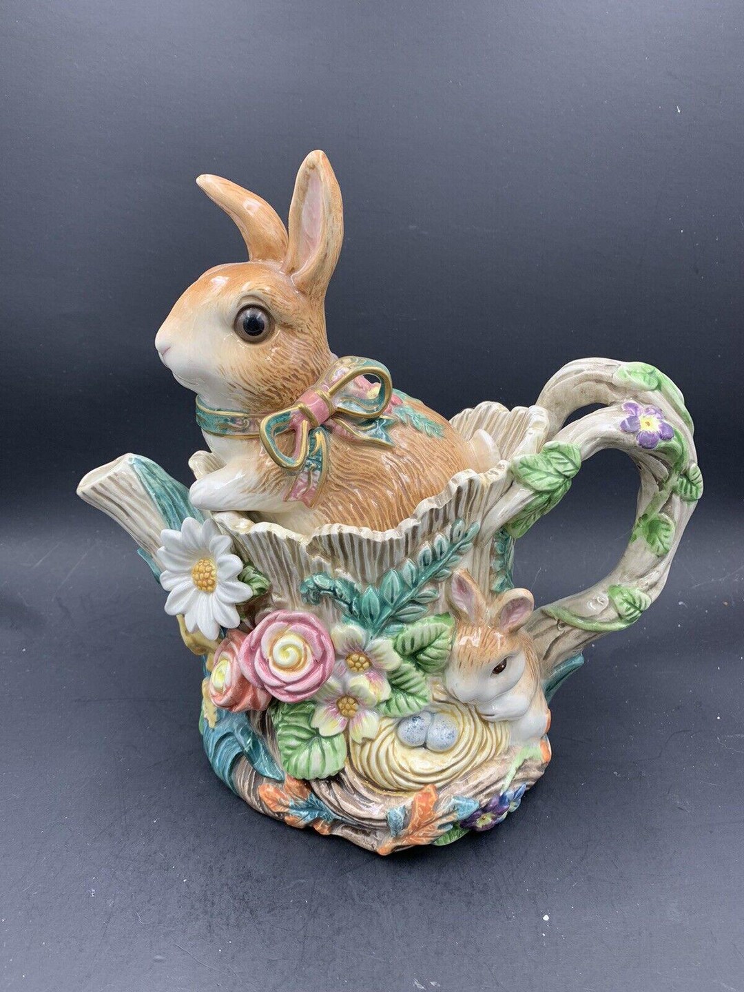 Fitz and Floyd CLASSICS Spring Rabbit Teapot Stunning Colors - Etsy