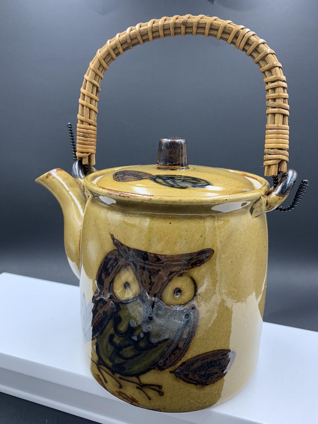 Vintage MCM Owl Teapot Made in Japan Speckled Stoneware - Beautiful ...