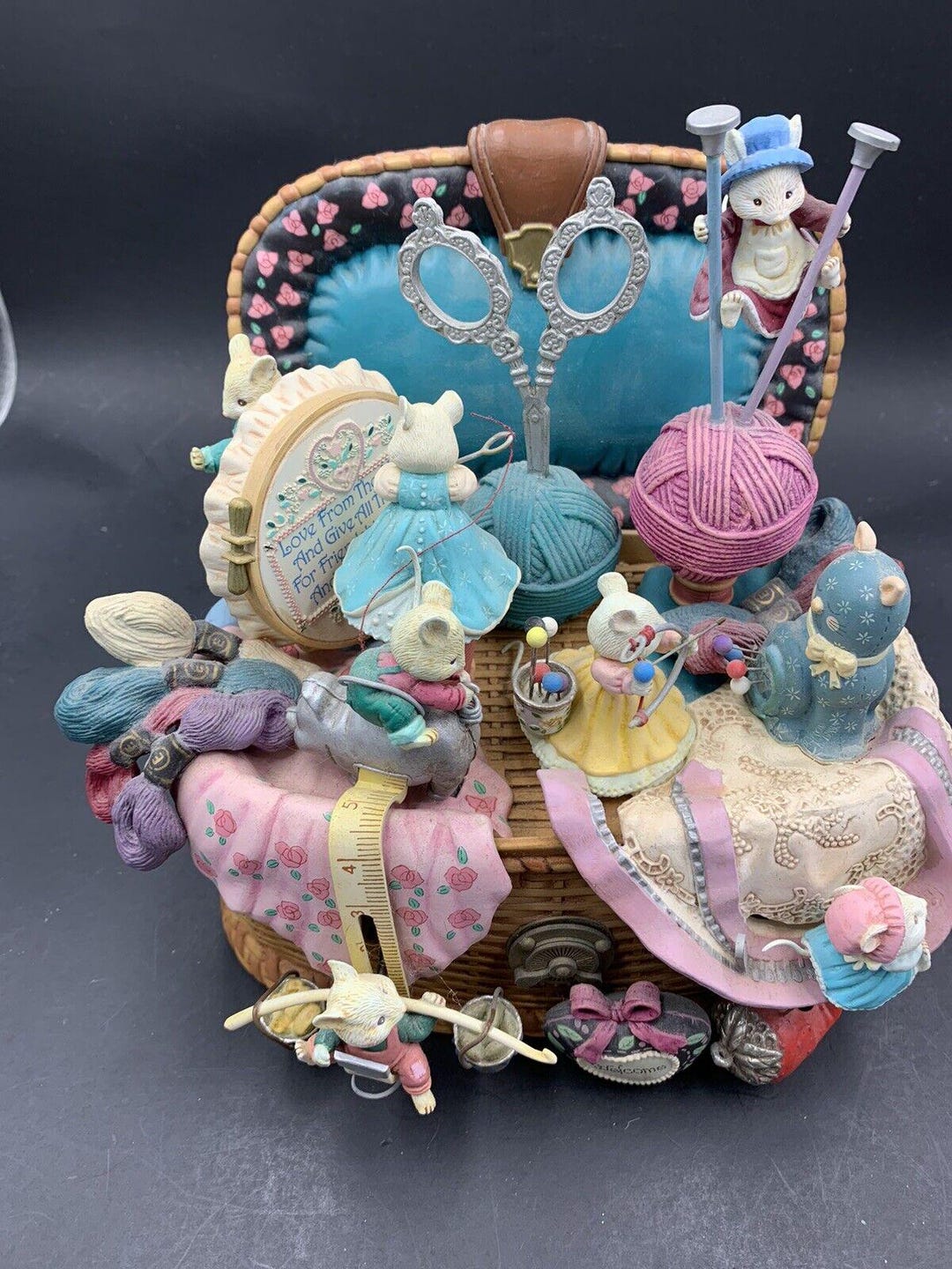 Vintage Enesco Music Box Mice Sewing Basket Whistle While You Work ...