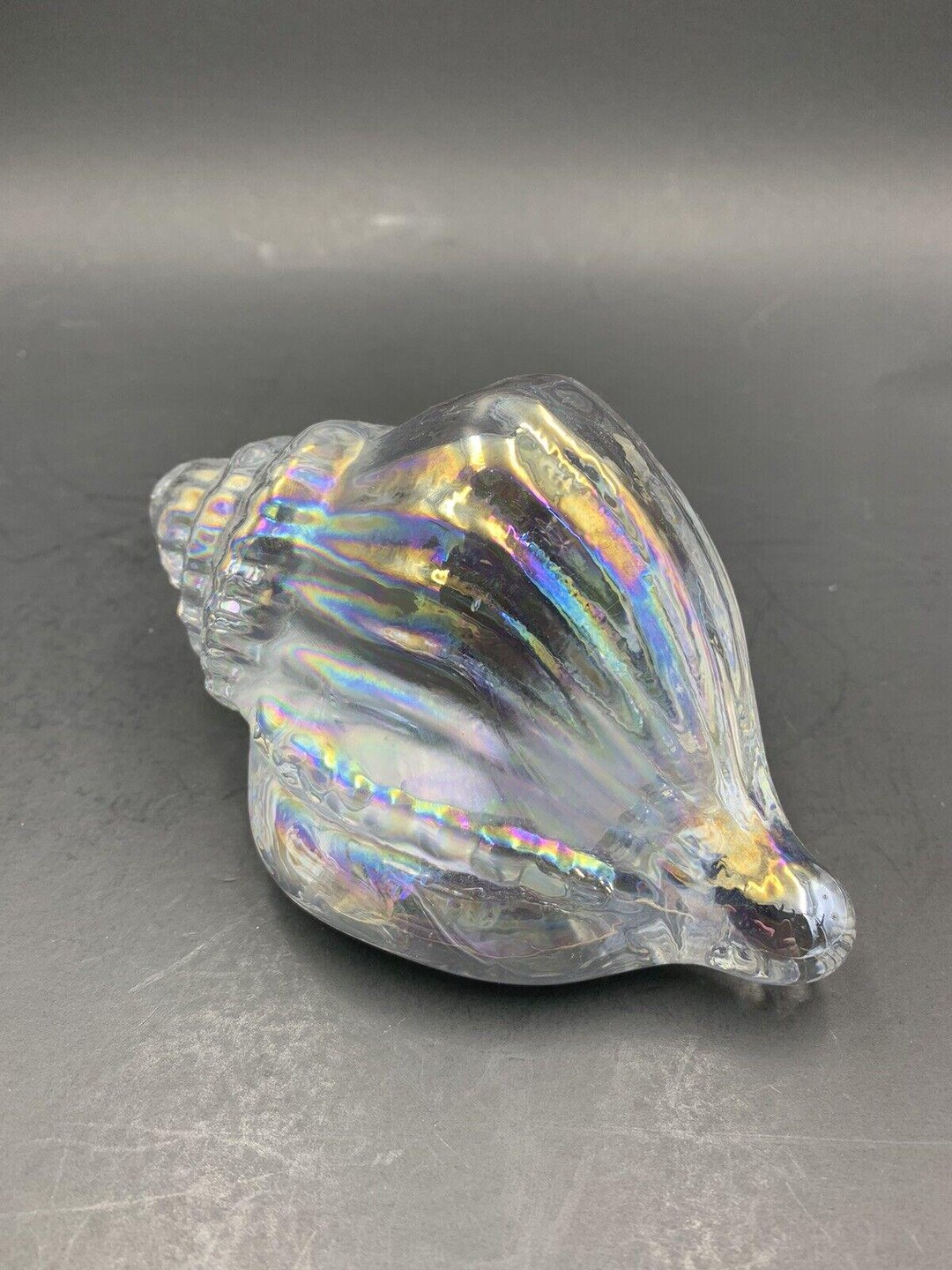 Vintage Silvestri Iridescent Opalescent Conch Shell Art Glass ...