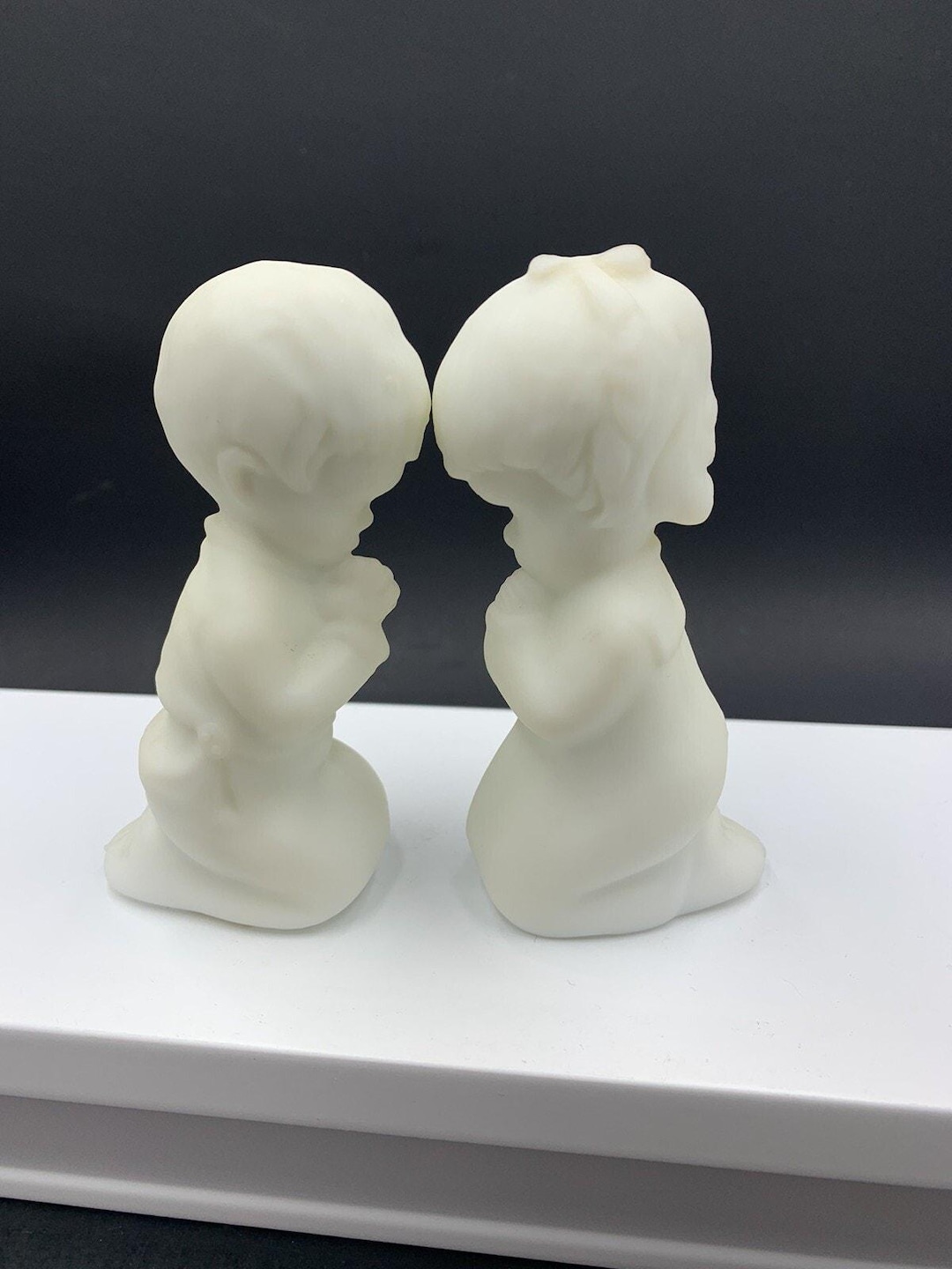 Vintage Fenton Boy and Girl Praying Custard Glass Figurines W/original ...