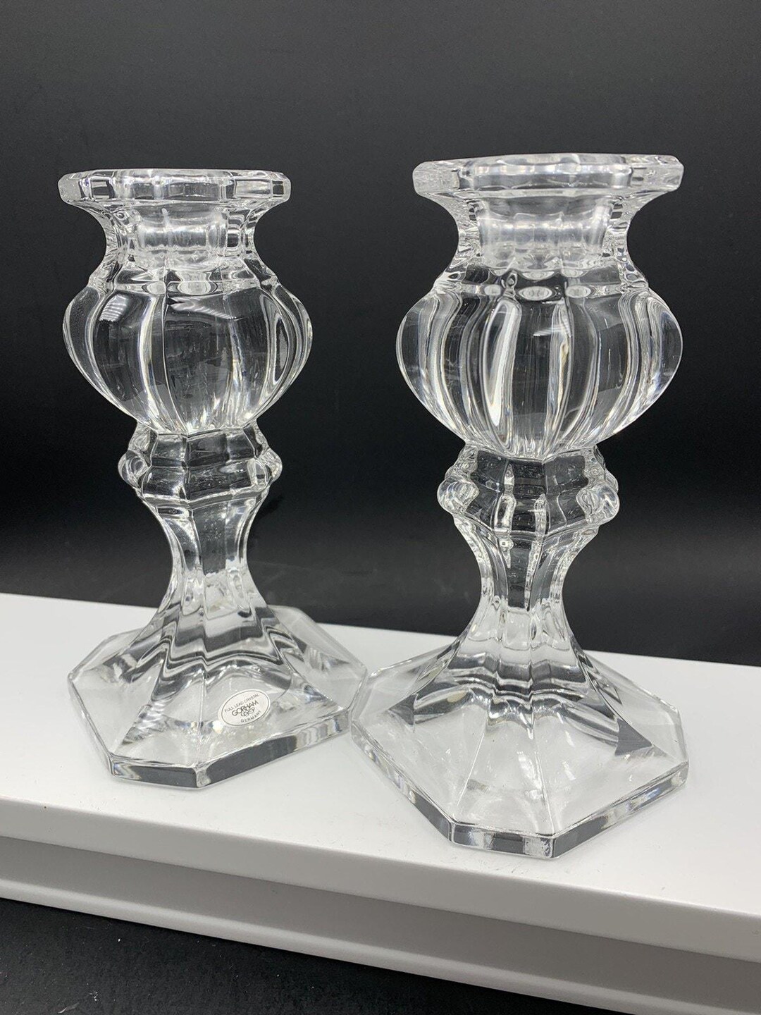 Vintage Gorham Full Lead Crystal Baroque Candlestick Pair Germany - W ...