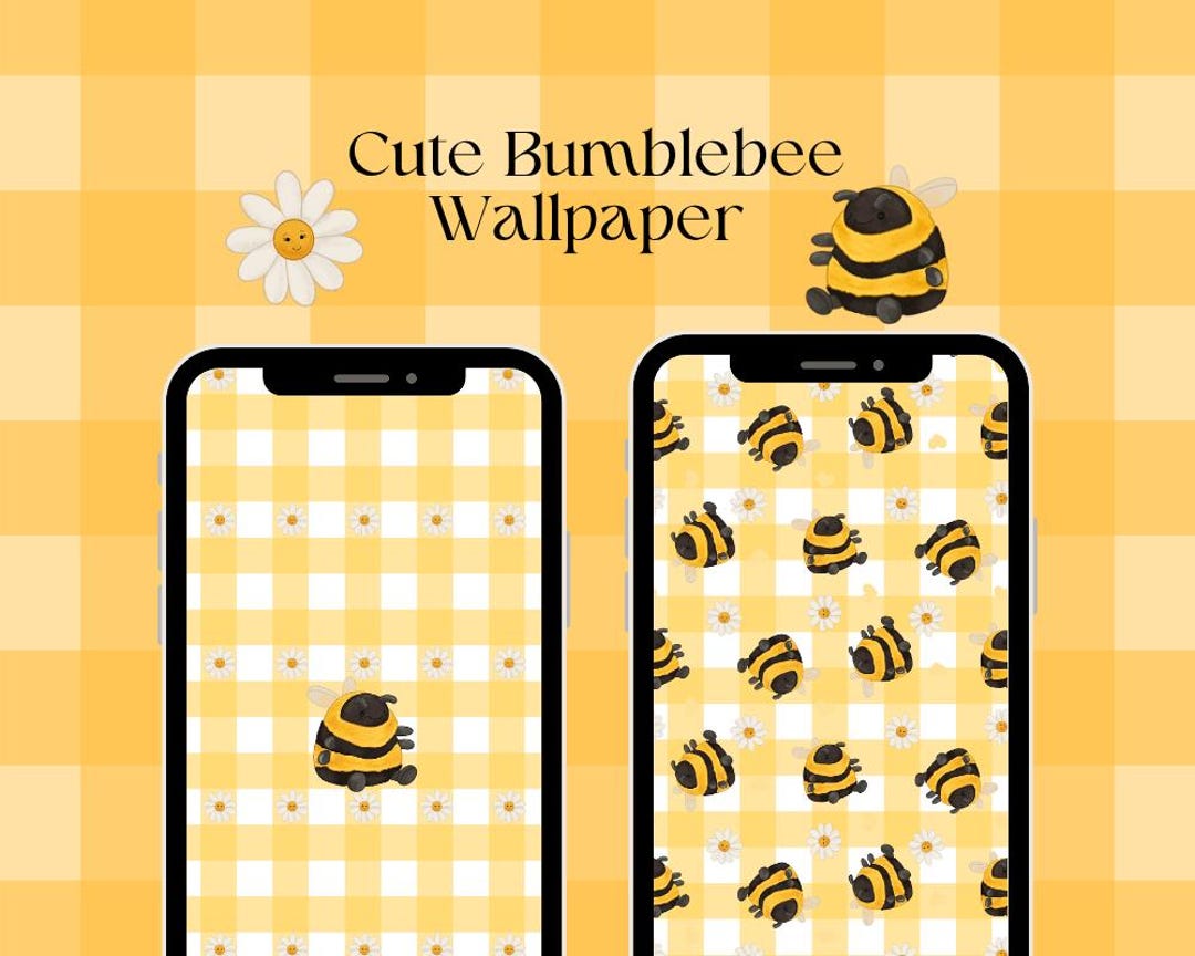 Bumble Bliss Phone Wallpaper Set – Yellow Gingham + Daisy Dreams Lock ...