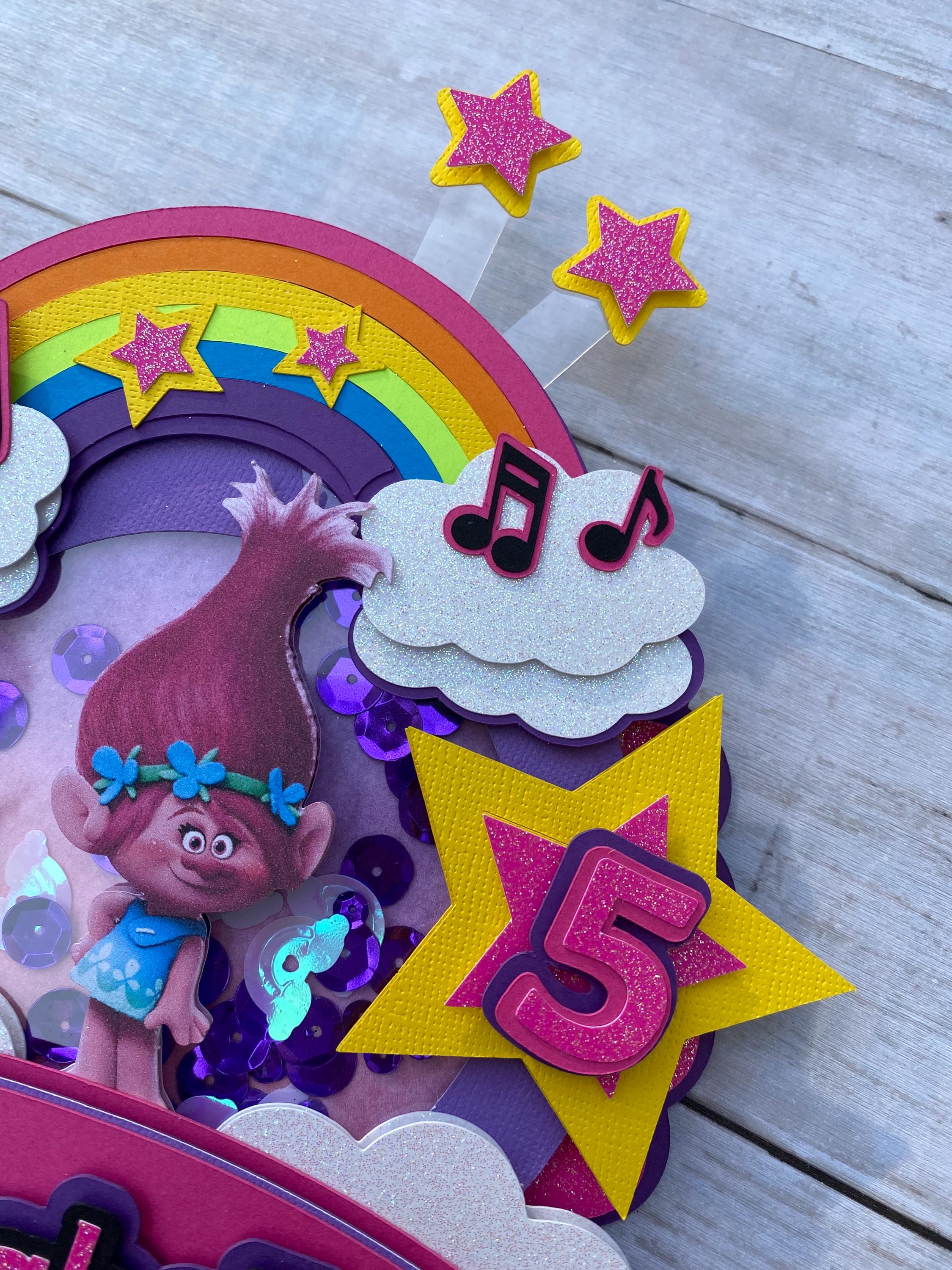 Trolls Inspired Poppy Theme Birthday Cake Topper, Personalized Party ...