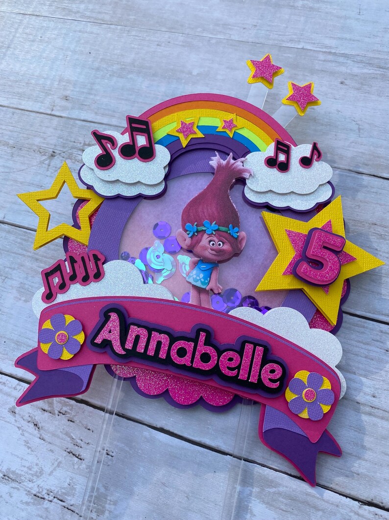 Trolls Inspired Poppy Theme Birthday Cake Topper, Personalized Party ...