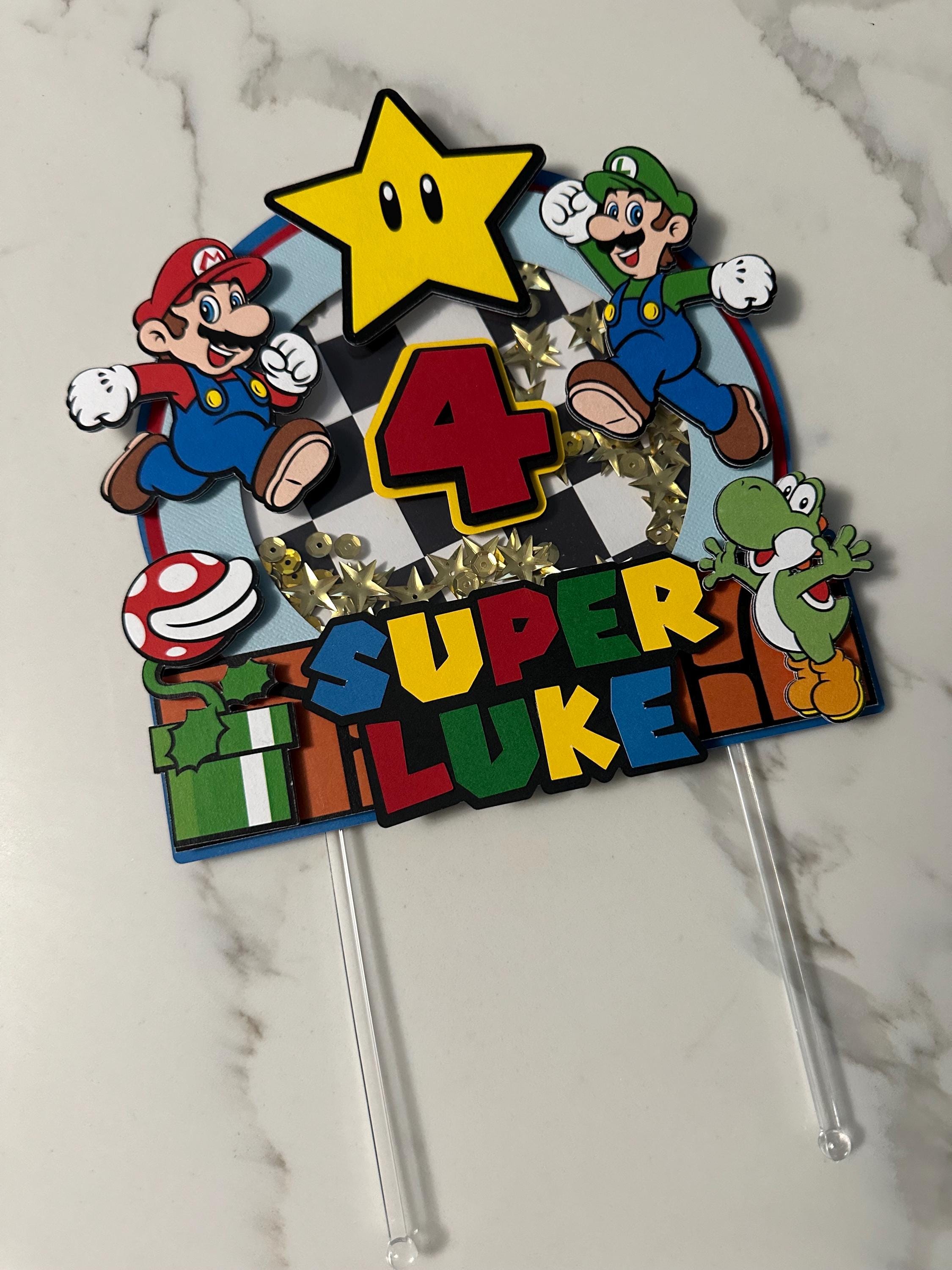 Super Mario Brothers Inspired Cake Topper Shaker, Personalized Party ...
