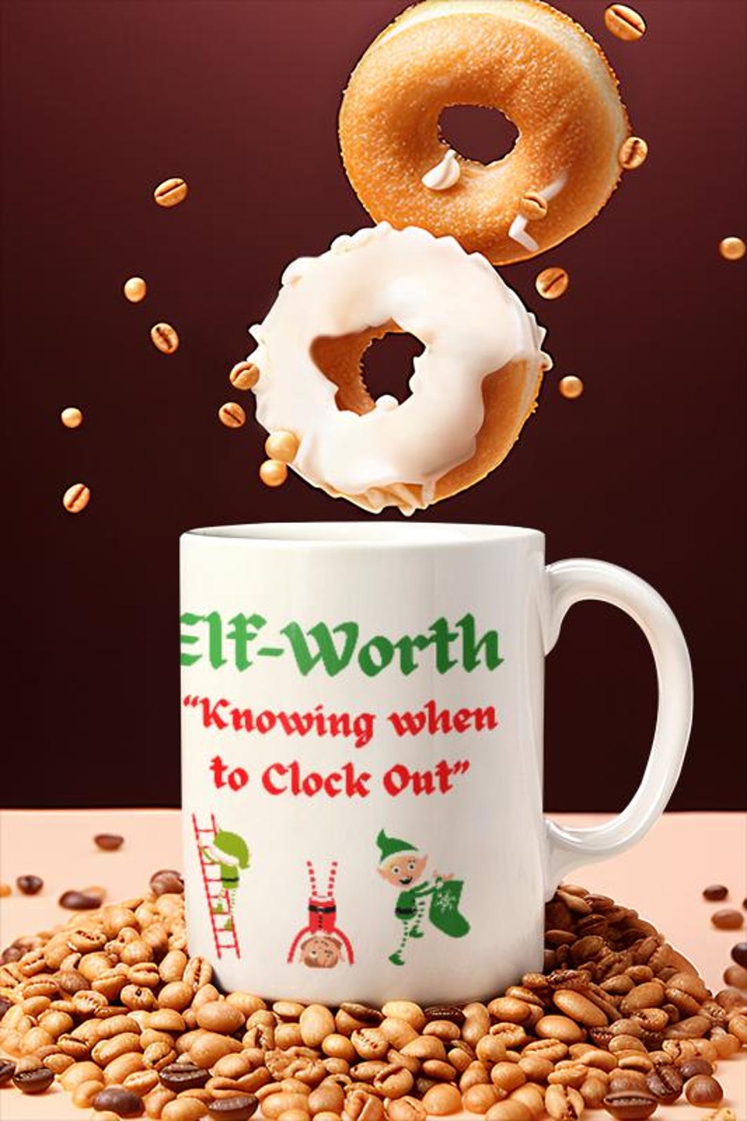 Mug, Funny Elf Break Time Coffee Mug, Clock Out Early Work Mug, Elf ...