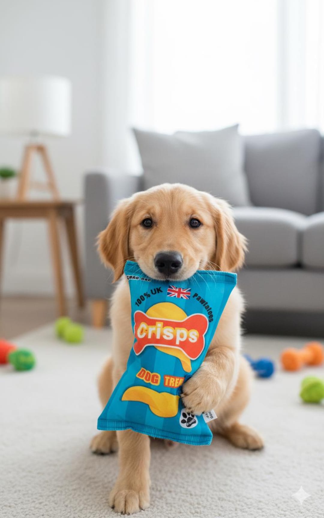 Dog Crisps Crinkly Toy, Novelty Snack Squeaky Plush, Interactive Pet ...