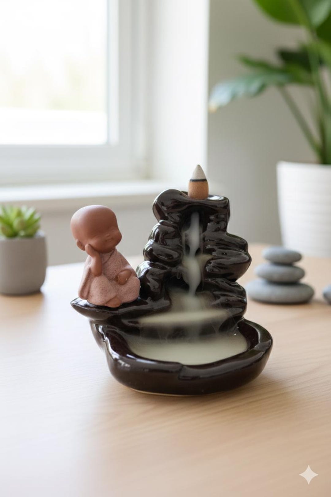 Buddha Cone Burner, Calm Waterfall Backflow Incense Burner, Buddha ...