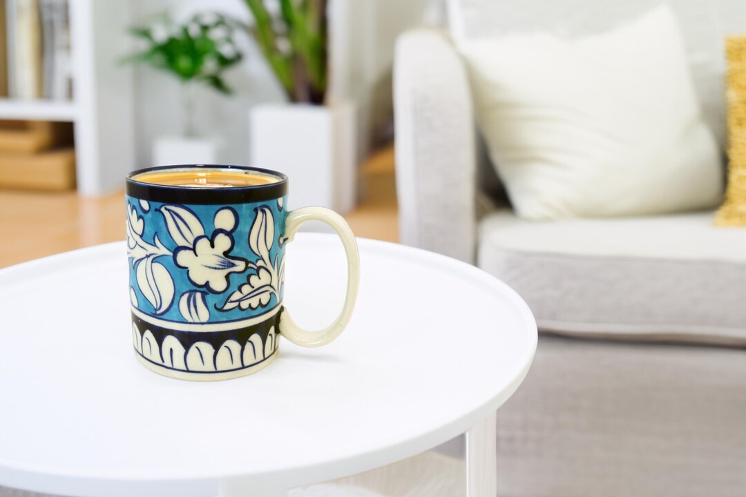Chai Delight Mug, Blue White Ceramic Pottery, Handmade by Artisans, Tea ...
