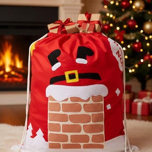 Jumbo Santa Sack, Kids Elf Santa Extra Large Fabric Christmas Present ...