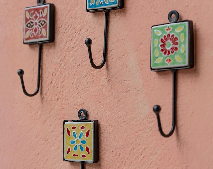 Ceramic Tile Wall Hook, Handmade Kitchen Hook, Unique Coat Hook ...