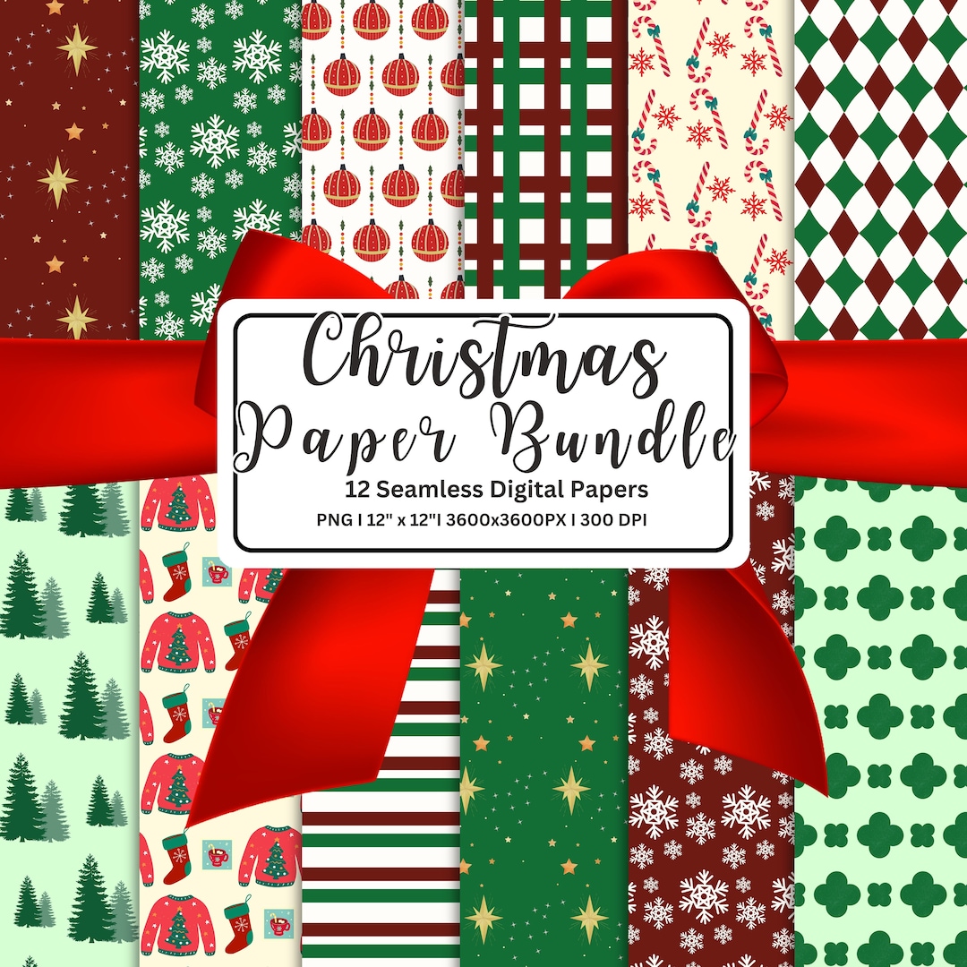 Christmas Digital Paper Bundle, Christmas Backgrounds, Holiday ...