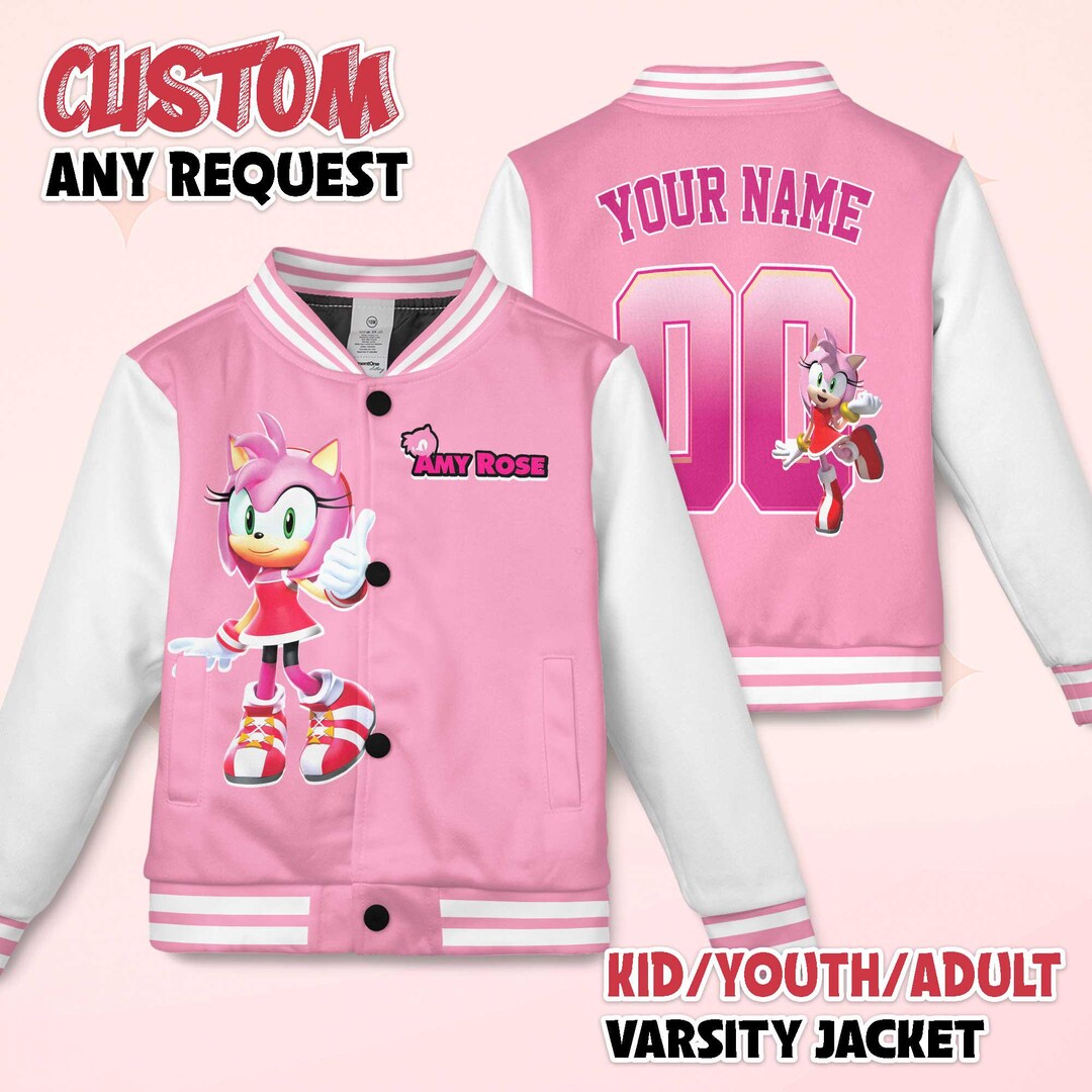 Custom Amy Rose Varsity Jacket, Personalized Sonic Baseball Jacket - Etsy