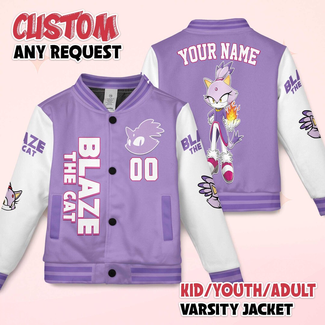 Custom Blaze the Cat Varsity Jacket, Personalized Sonic Baseball Jacket ...
