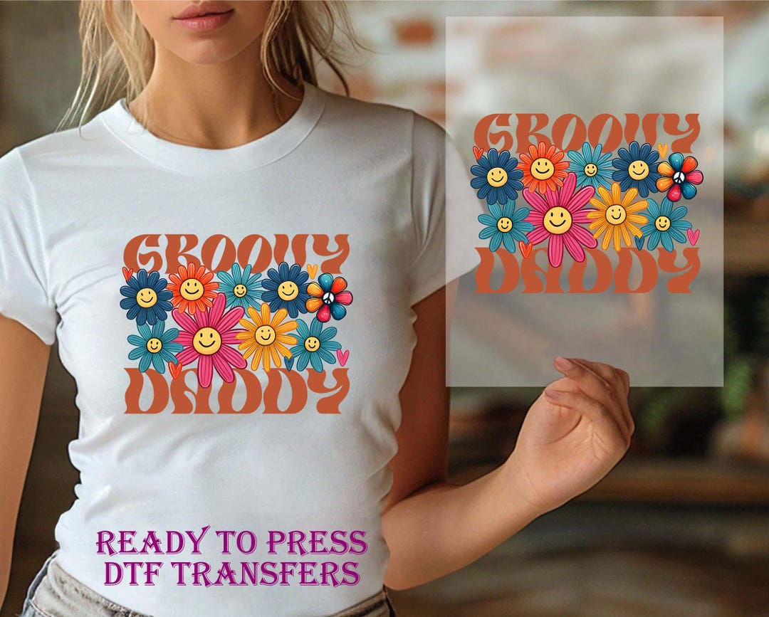 Groovy Daddy, for Father Days to Press, Dtf Print, for T-shirt, Best ...