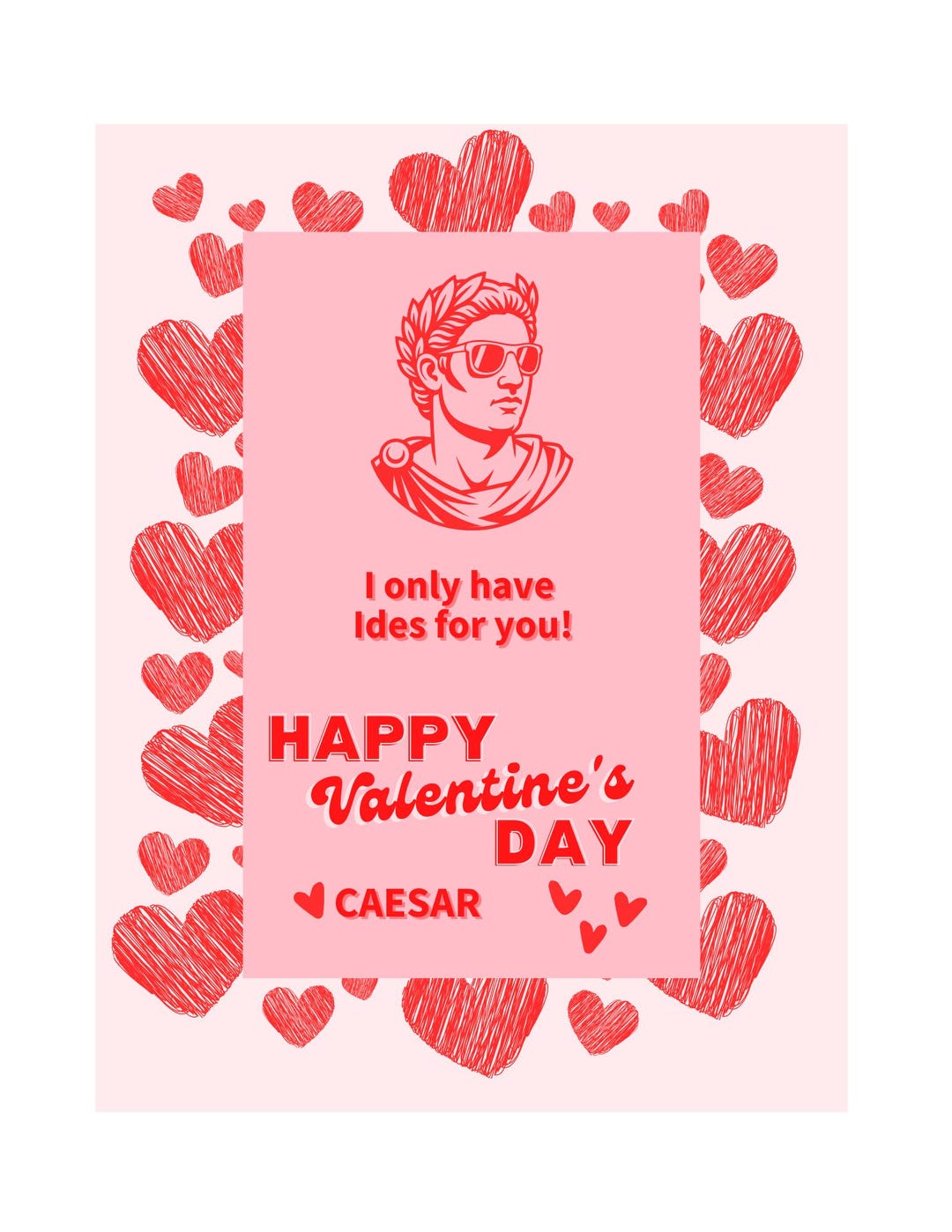 Roman Valentines - Caesar Ides Instant Download, Double Sided Valentine ...