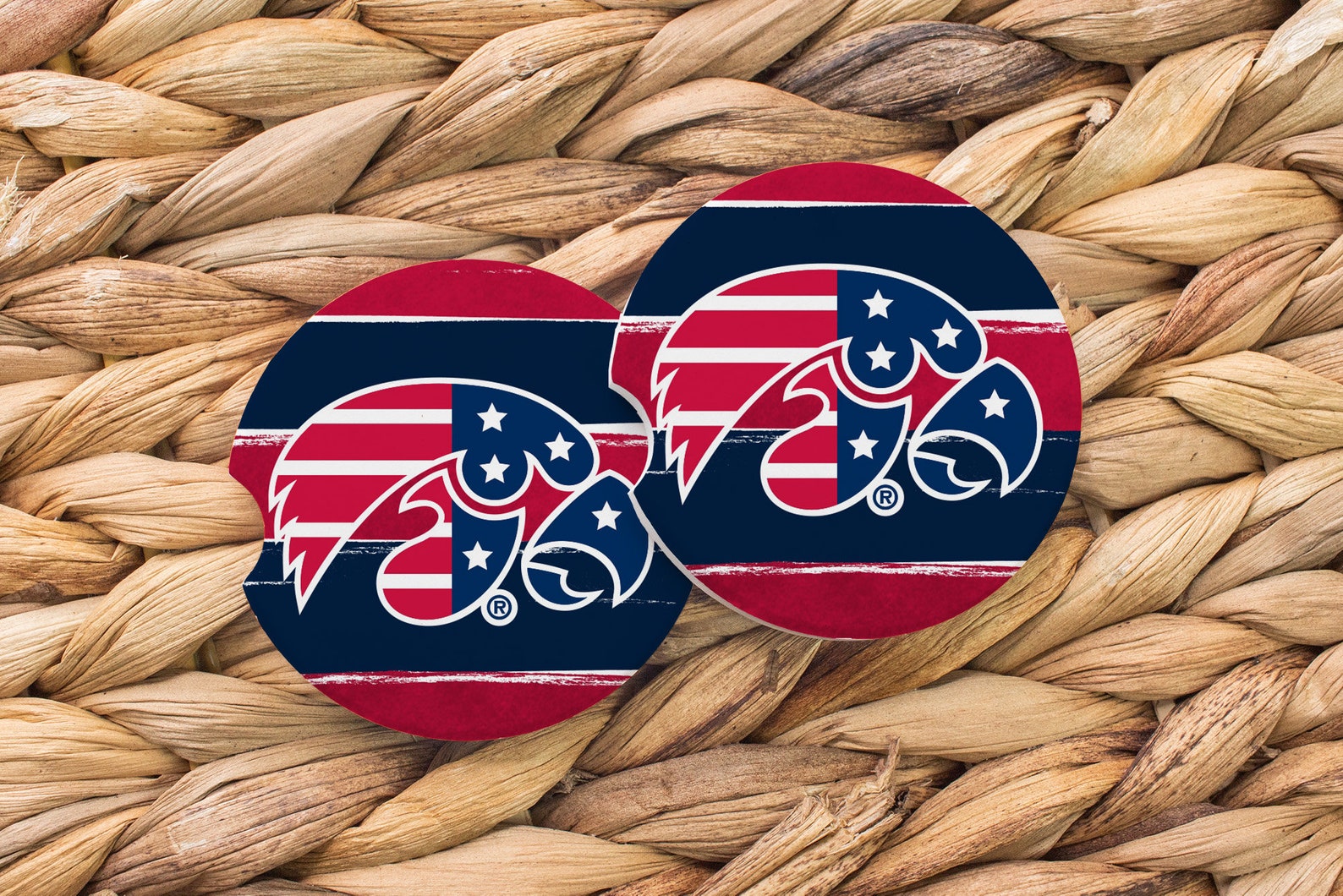 Iowa Patriotic Tigerhawk Car Coaster Set - Etsy