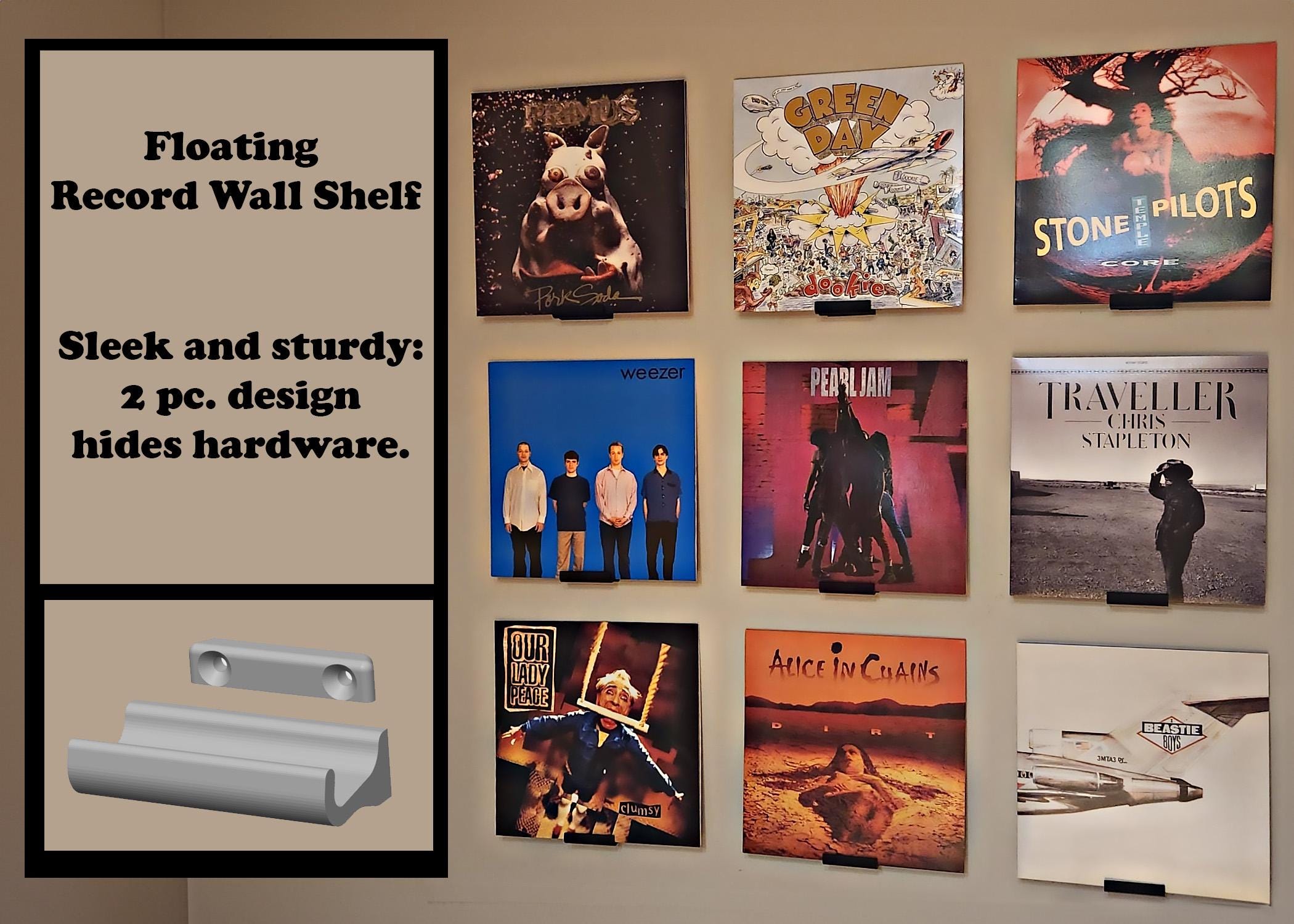Floating Vinyl Record Shelf / Album Wall Mount - Etsy