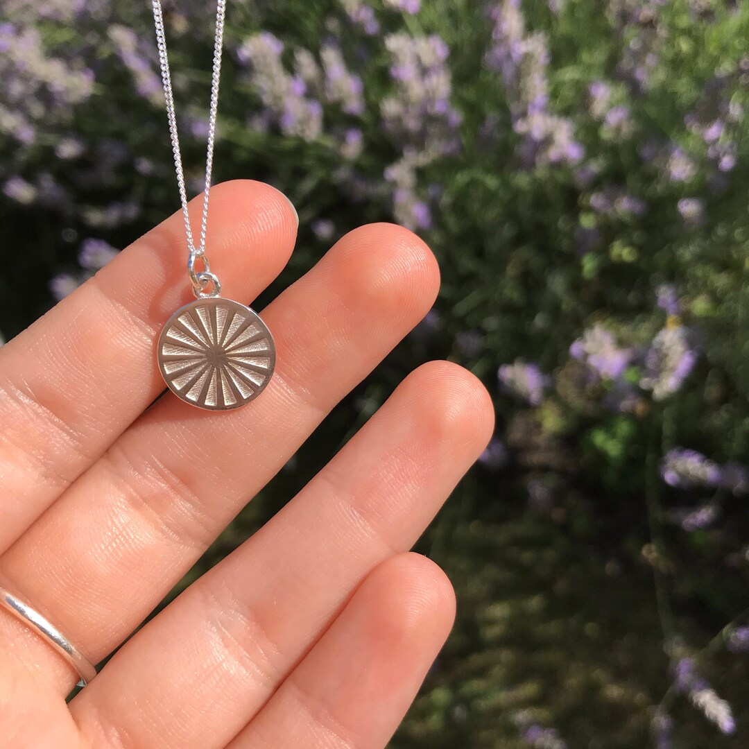 Spinning Wheel Medallion Necklace Sterling Silver - Etsy