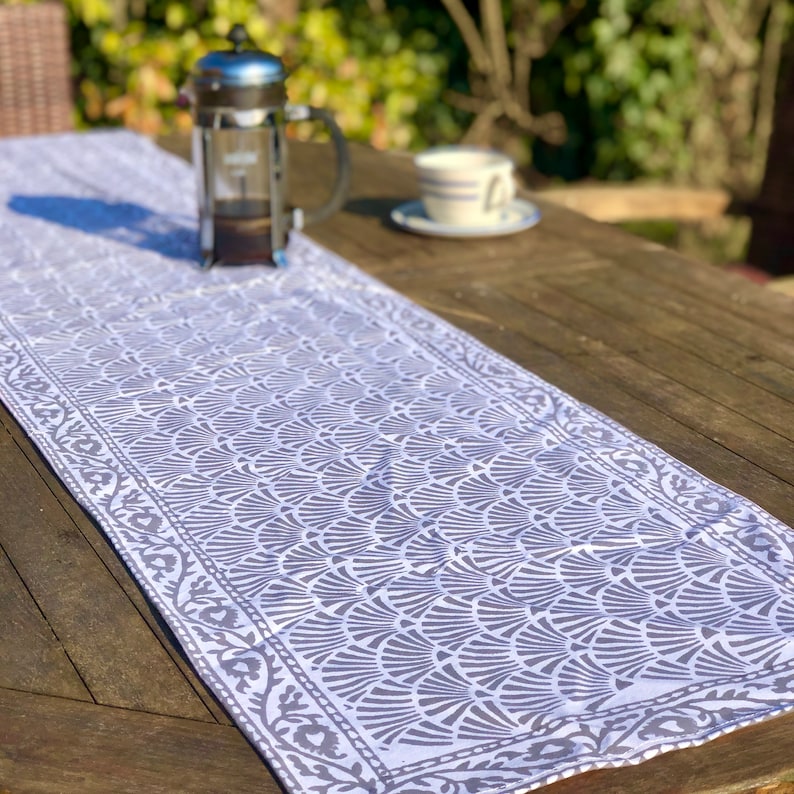 Block Printed Cotton Table Runner | Etsy