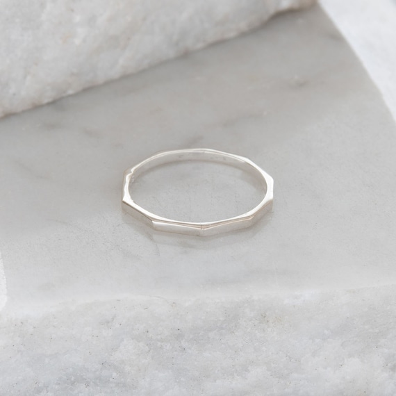 Hexagon Stacking Ring Sterling Silver | Etsy UK
