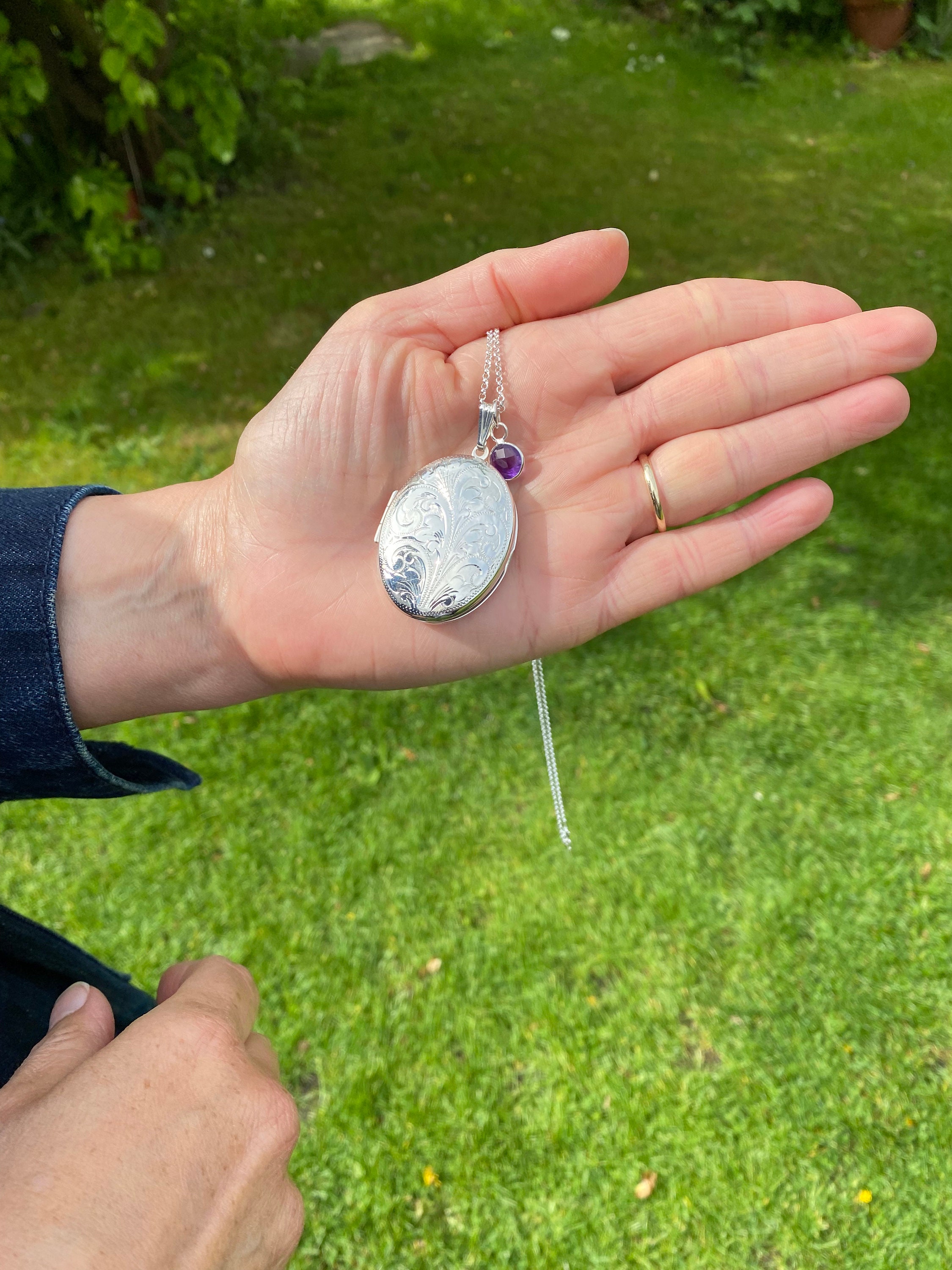 Extra Large Solid Silver Locket Personalised Engraved - Etsy UK