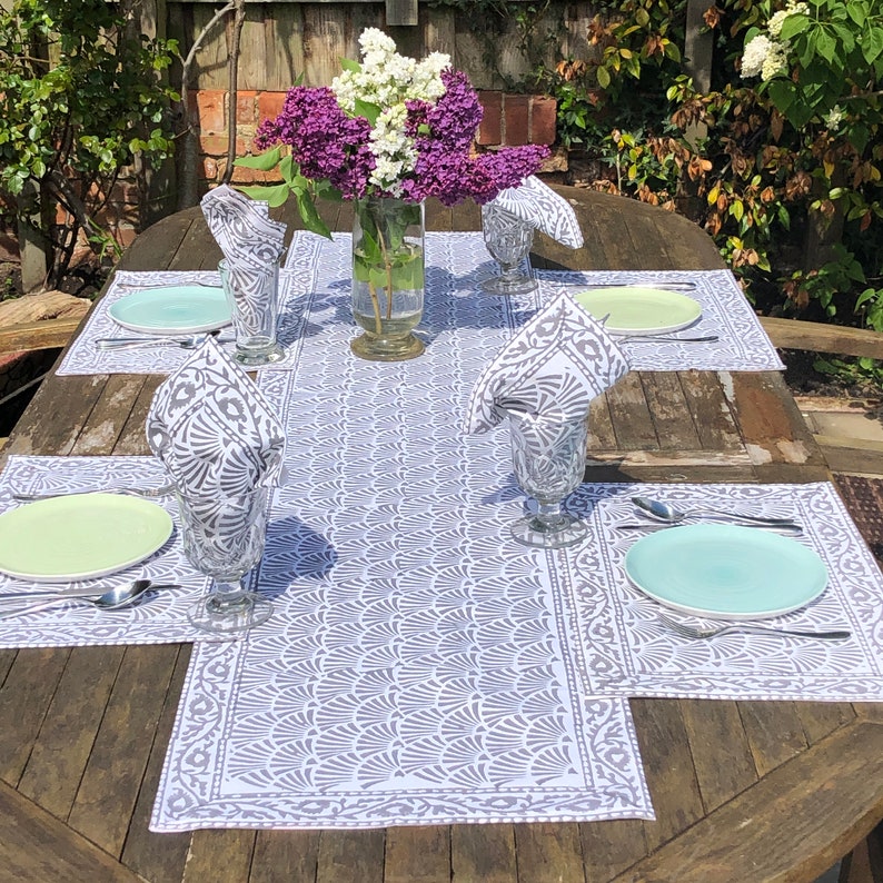 Block Printed Cotton Table Runner | Etsy