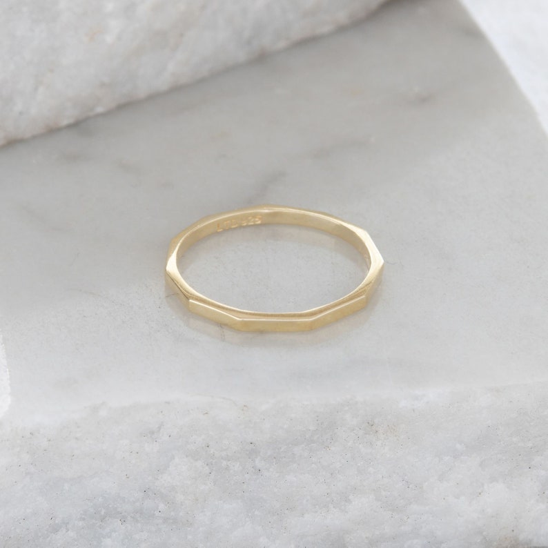 Hexagon Stacking Ring Gold Vermeil - Etsy