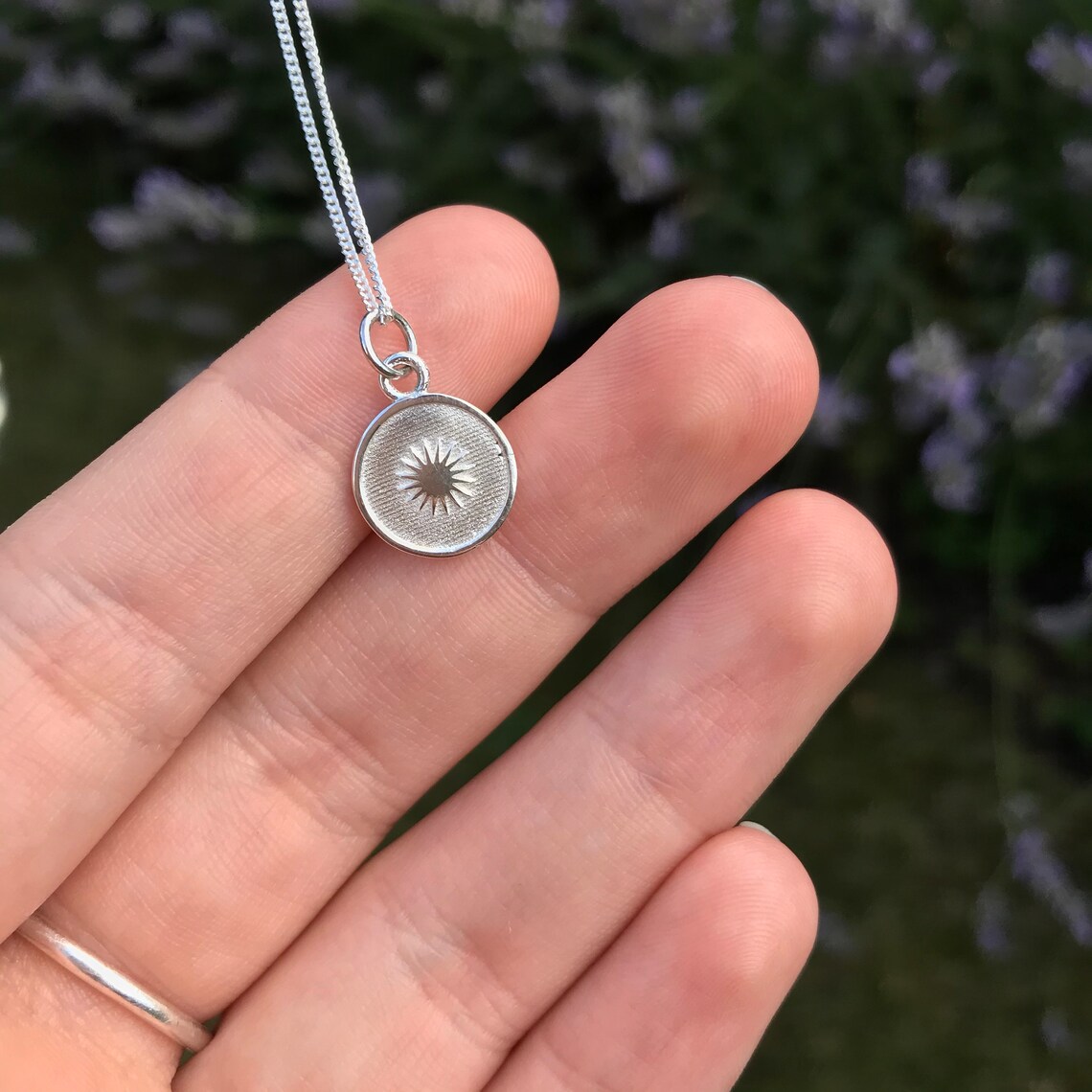 Small Sun Medallion Necklace Sterling Silver | Etsy