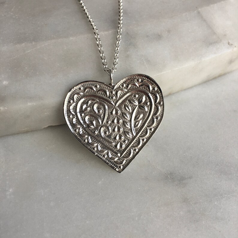 Iced Heart Amulet Necklace Sterling Silver - Etsy