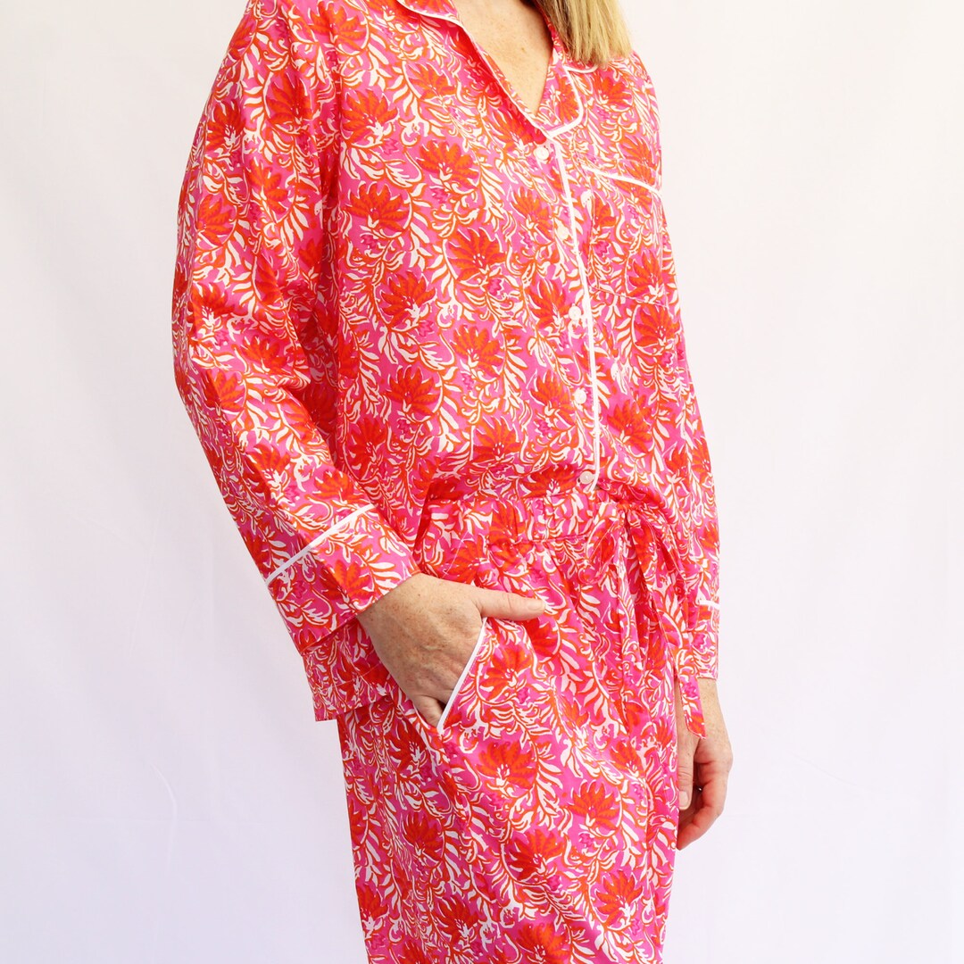 Jaipur Magenta Cotton Pajama Set, Block Print, Bridesmaid Pyjamas, Pj's ...