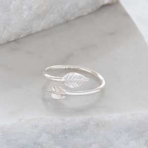 Adjustable Double Leaf Charm Ring Sterling Silver - Etsy