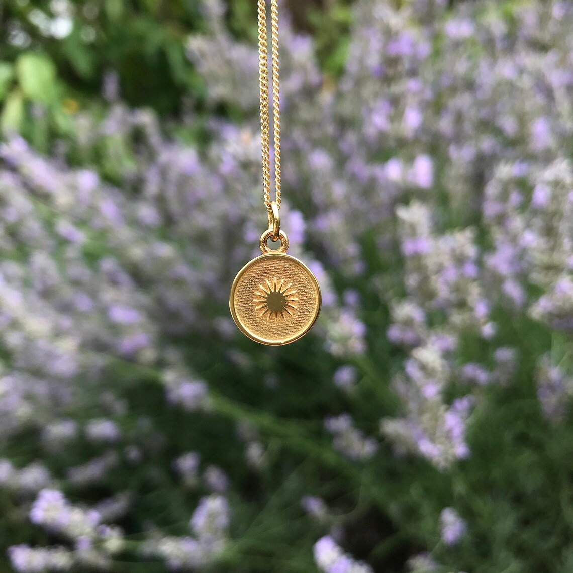 Small Sun Medallion Necklace Gold Vermeil - Etsy