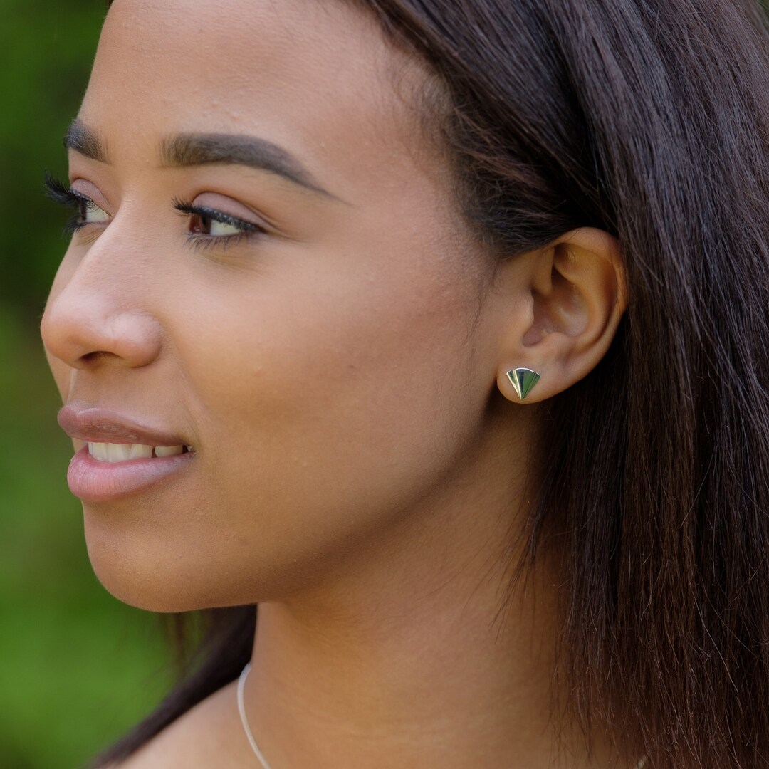 Art Deco Fan Gold Vermeil Earring Studs - Etsy