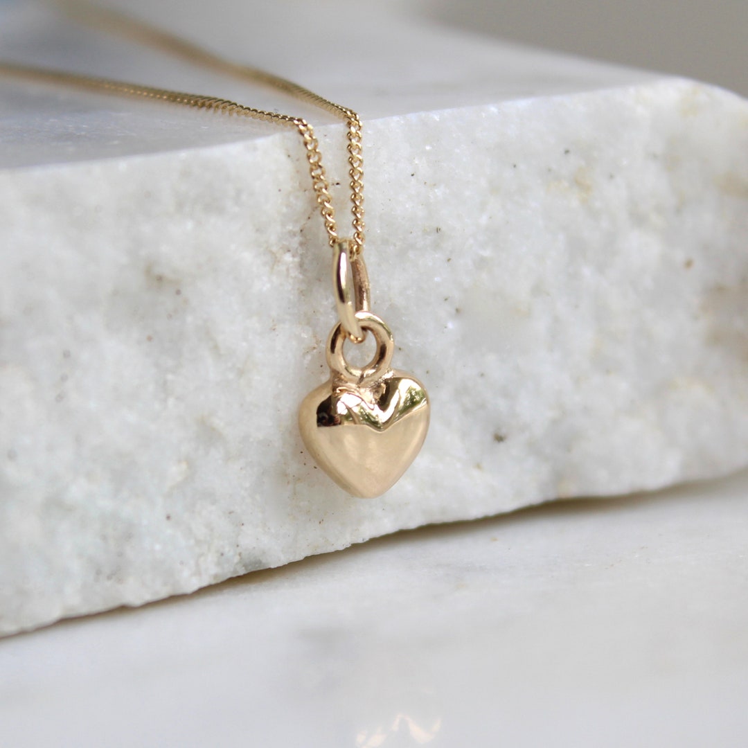 Tiny Heart Charm Necklace 14ct Solid Gold NC495/SG - Etsy