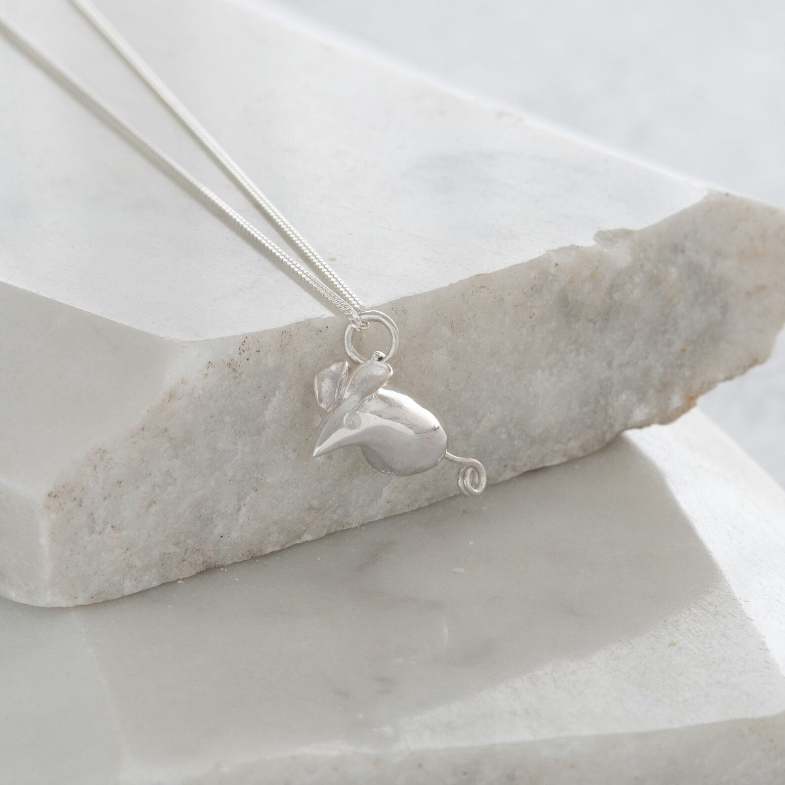 Mouse Pendant Necklace Sterling Silver - Etsy UK