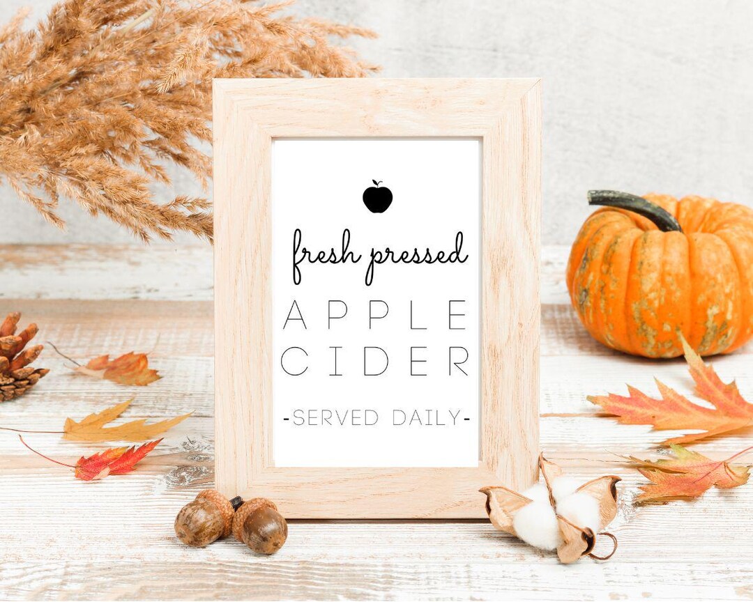 Fresh Pressed Apple Cider Fall Printable Wall Art Cozy Farmhouse Decor ...
