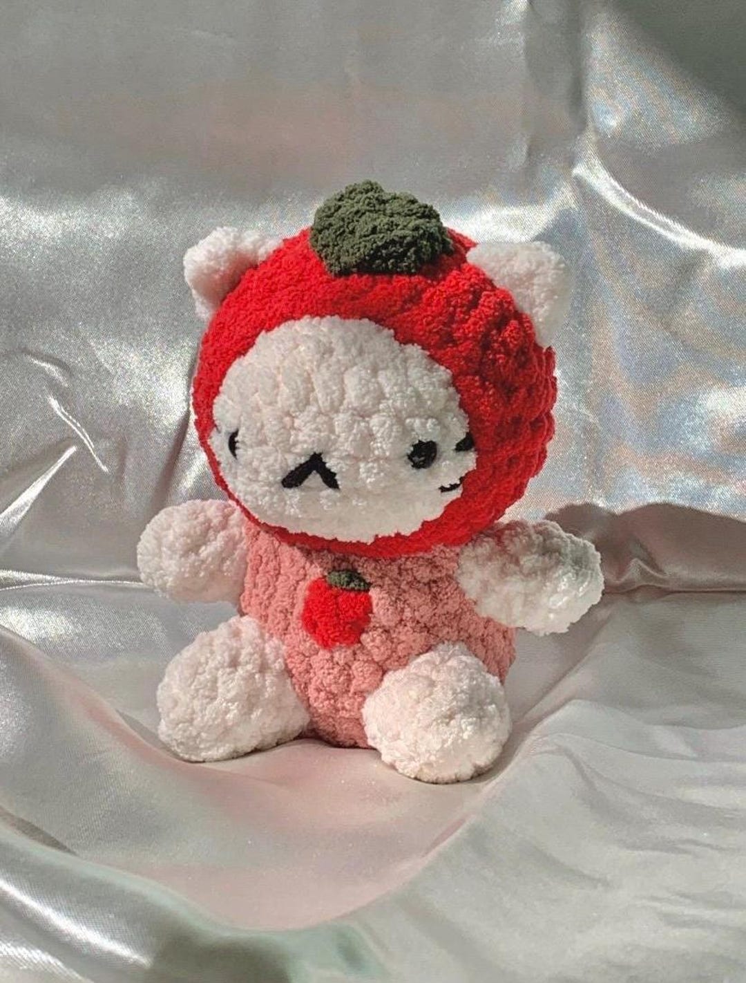 Tomato Kitty Plushie Crochet Cat Handmade Gift Fluffy Plush Cat Plushie ...